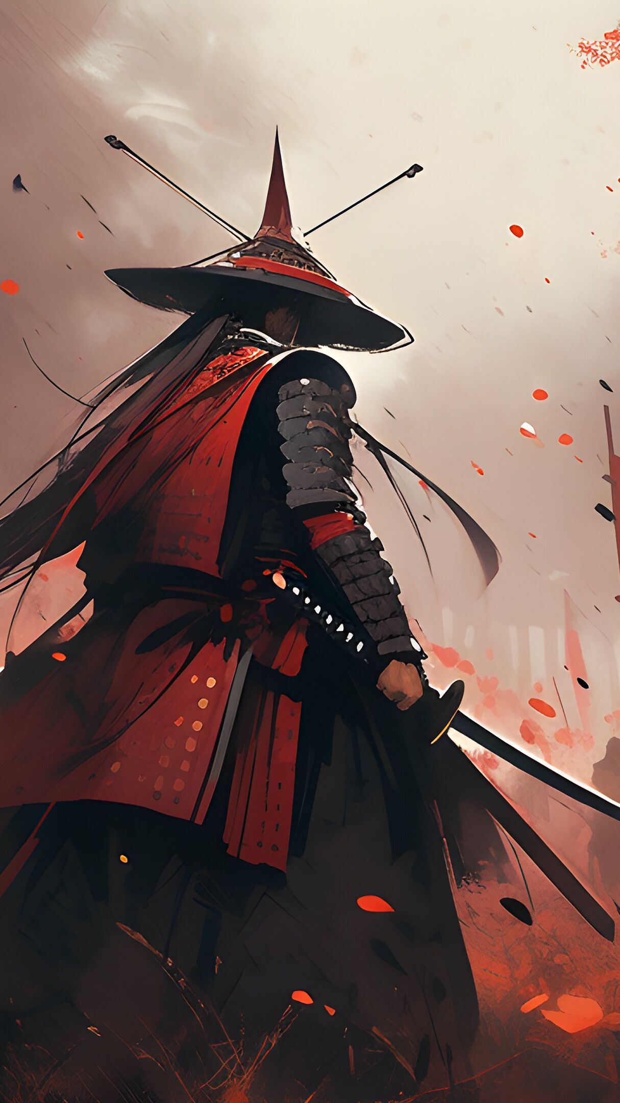 Crimson Samurai Stands Amid Burning Battlefields in Cinematic Anime 4K ...