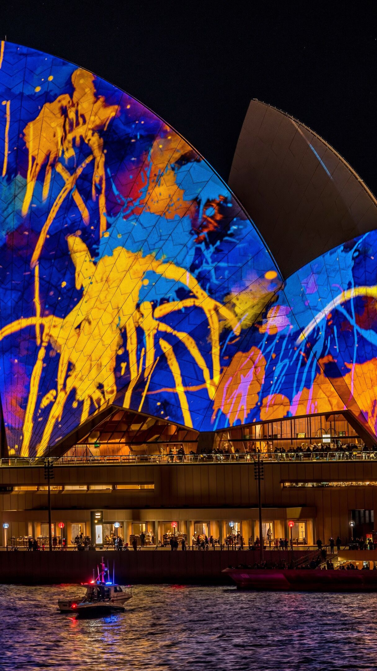 Sydney Opera House Night Lightshow in Vivid Colors - backiee