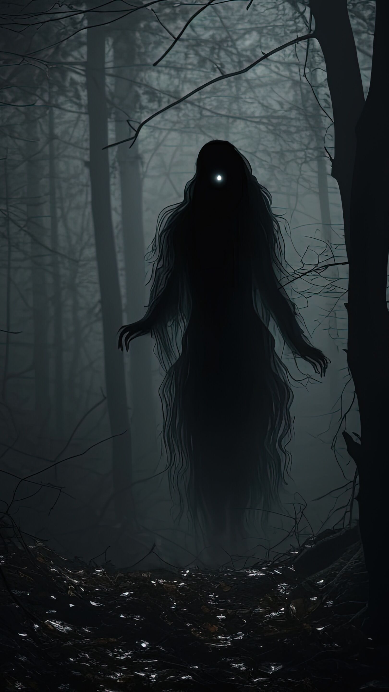 Mysterious Shadows in the Misty Forest - backiee