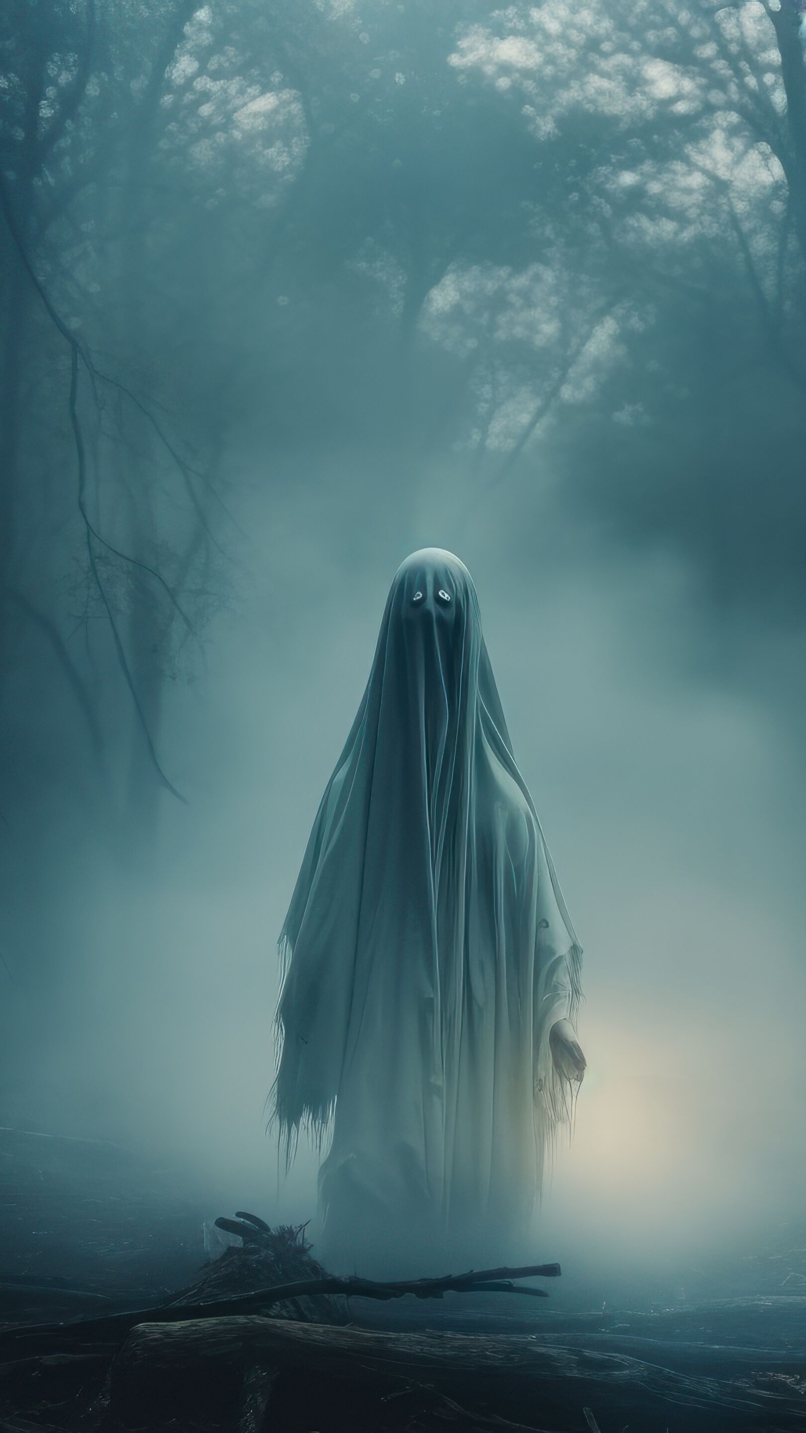 Mysterious Apparition in a Misty Forest - backiee