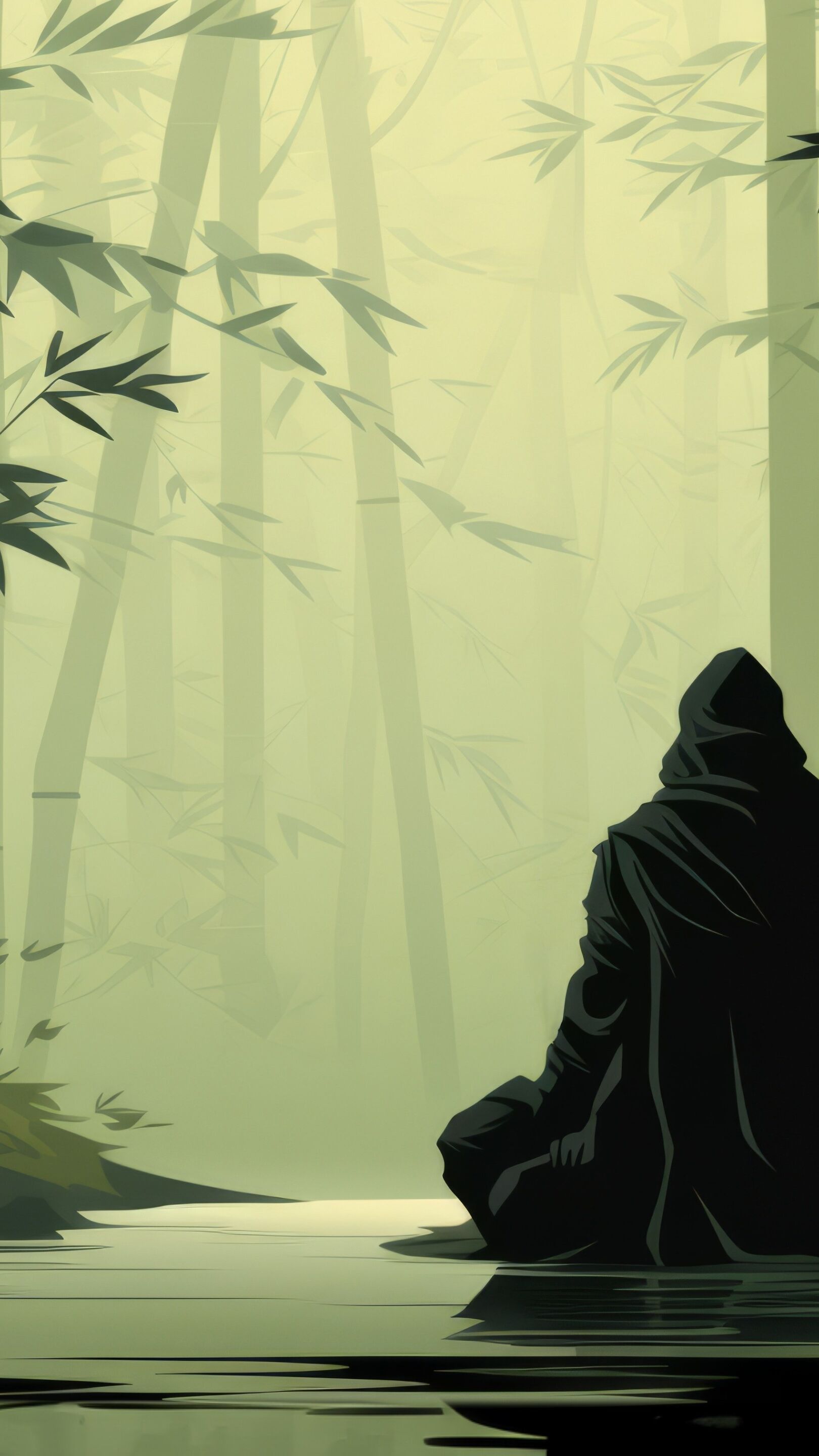 Cloaked Ninja in Enchanted Bamboo Forest - backiee