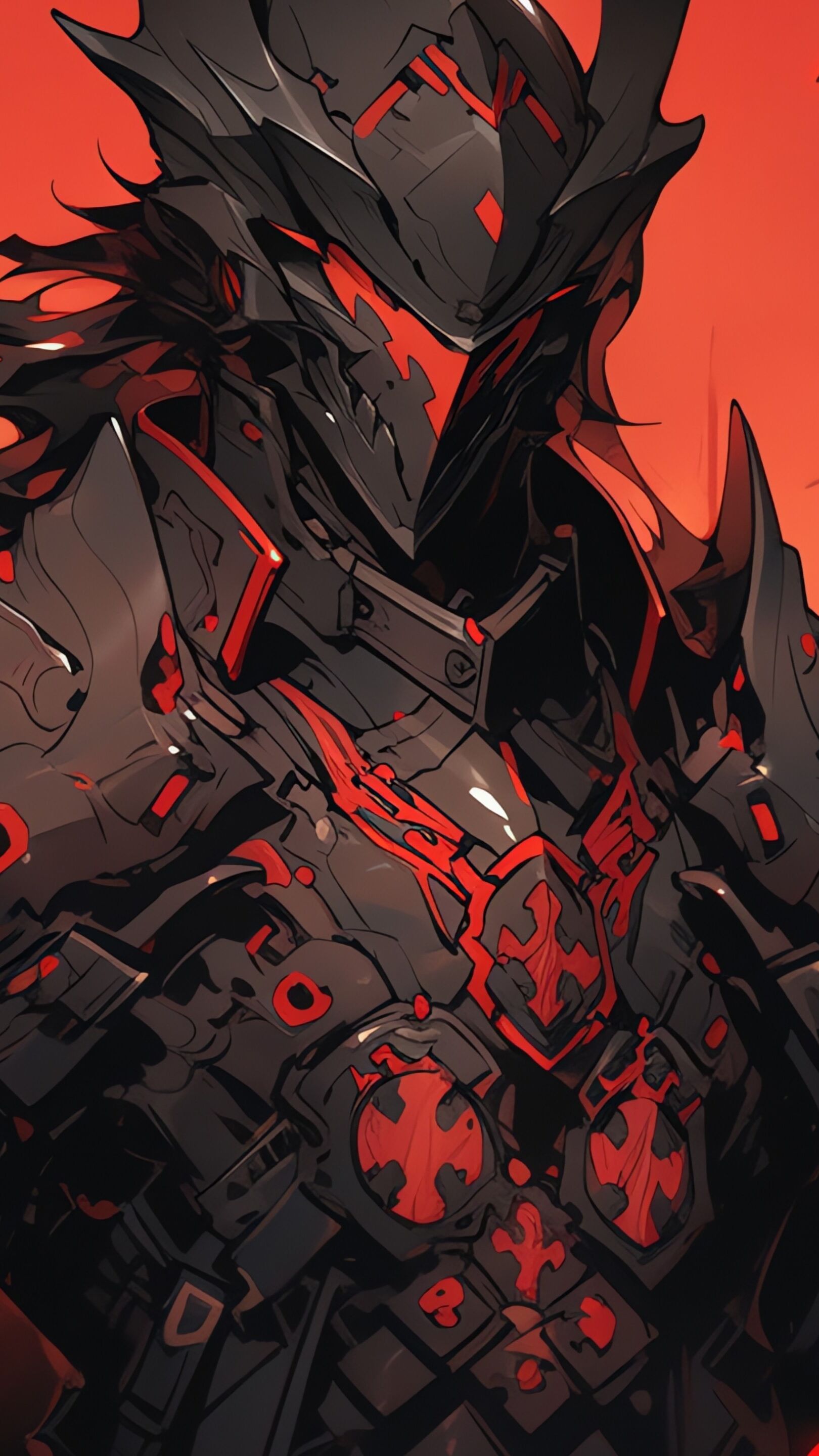 Demonic Mecha Warrior in Fiery Abyss - backiee