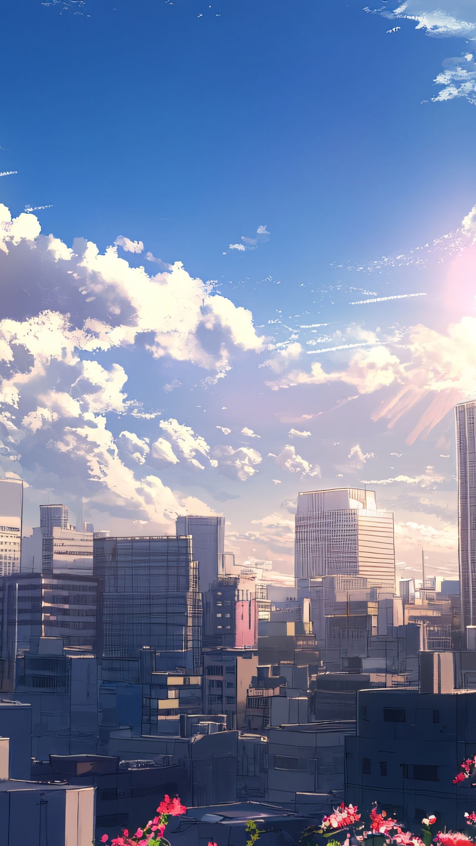Anime Cityscape Bliss Under the Sun - backiee