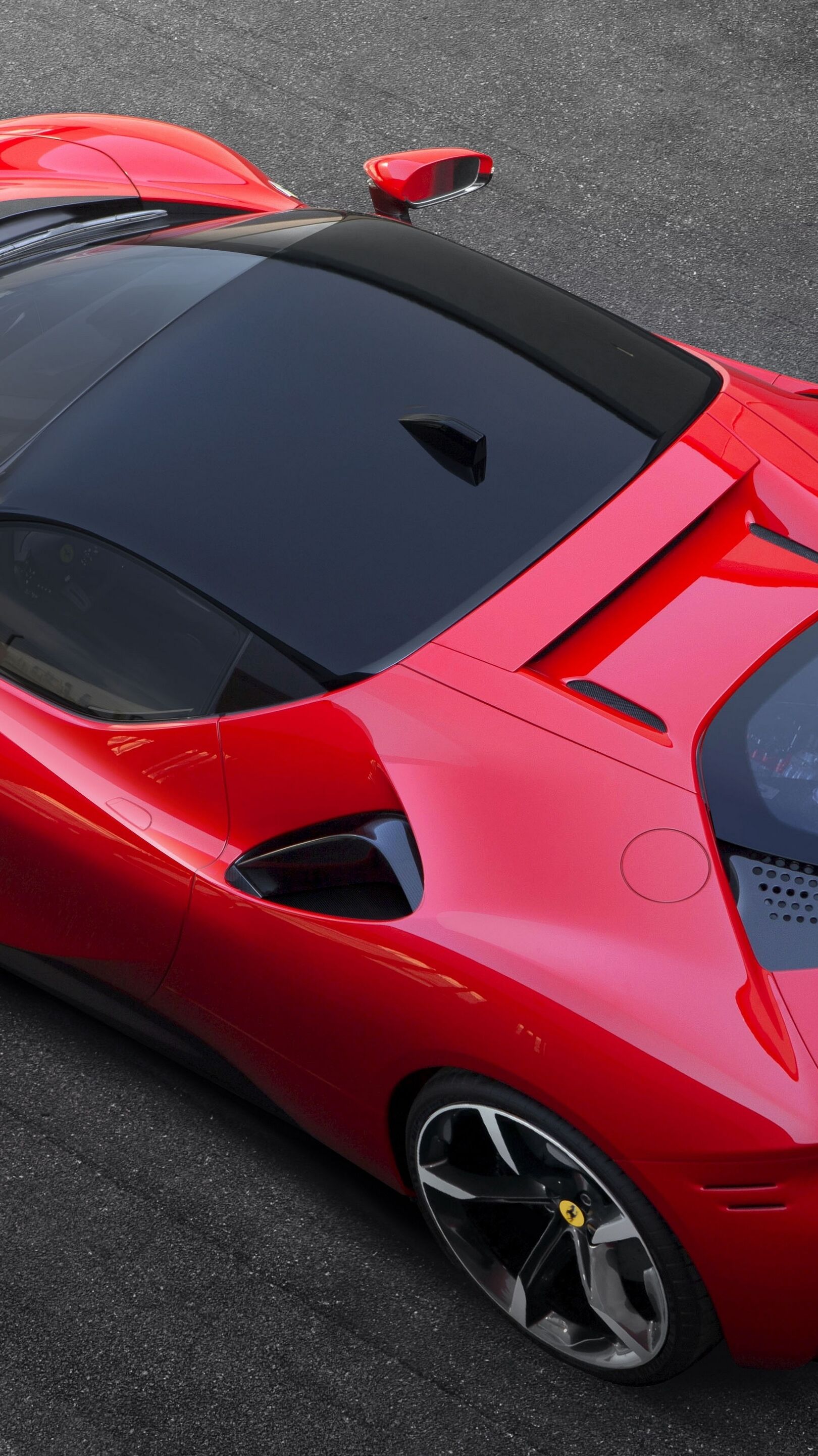 Ferrari SF90 Stradale Shines in Brilliant Red from Above - backiee