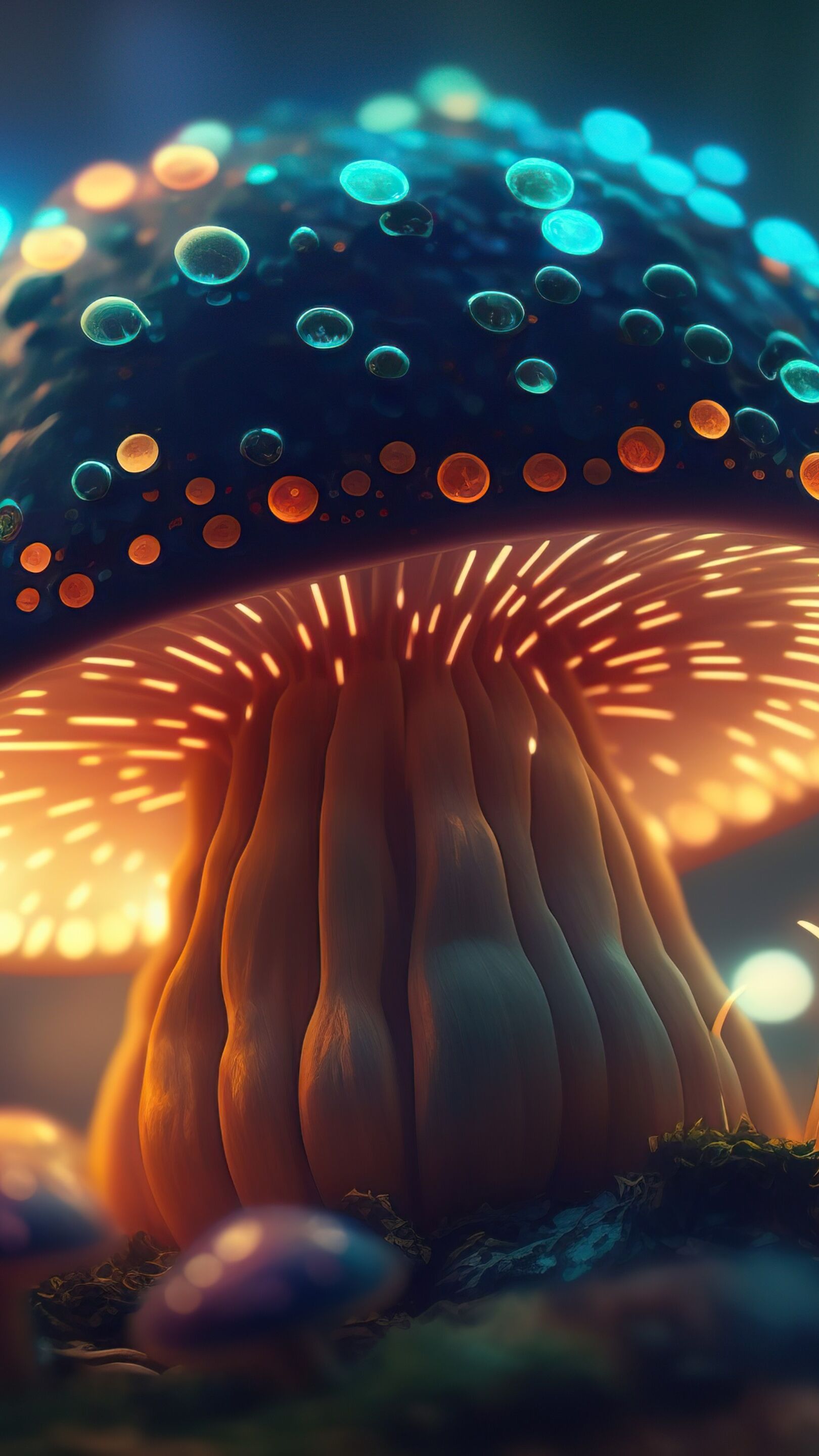 Fantastic Wonderland Forest with Glowing Mushrooms - backiee