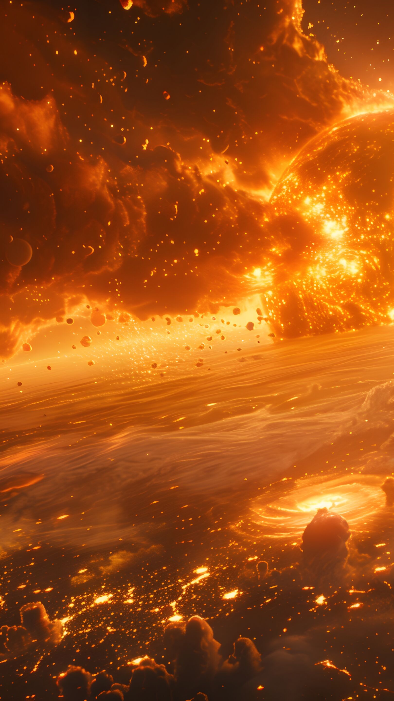 Fiery Cosmic Impact in Deep Space - backiee