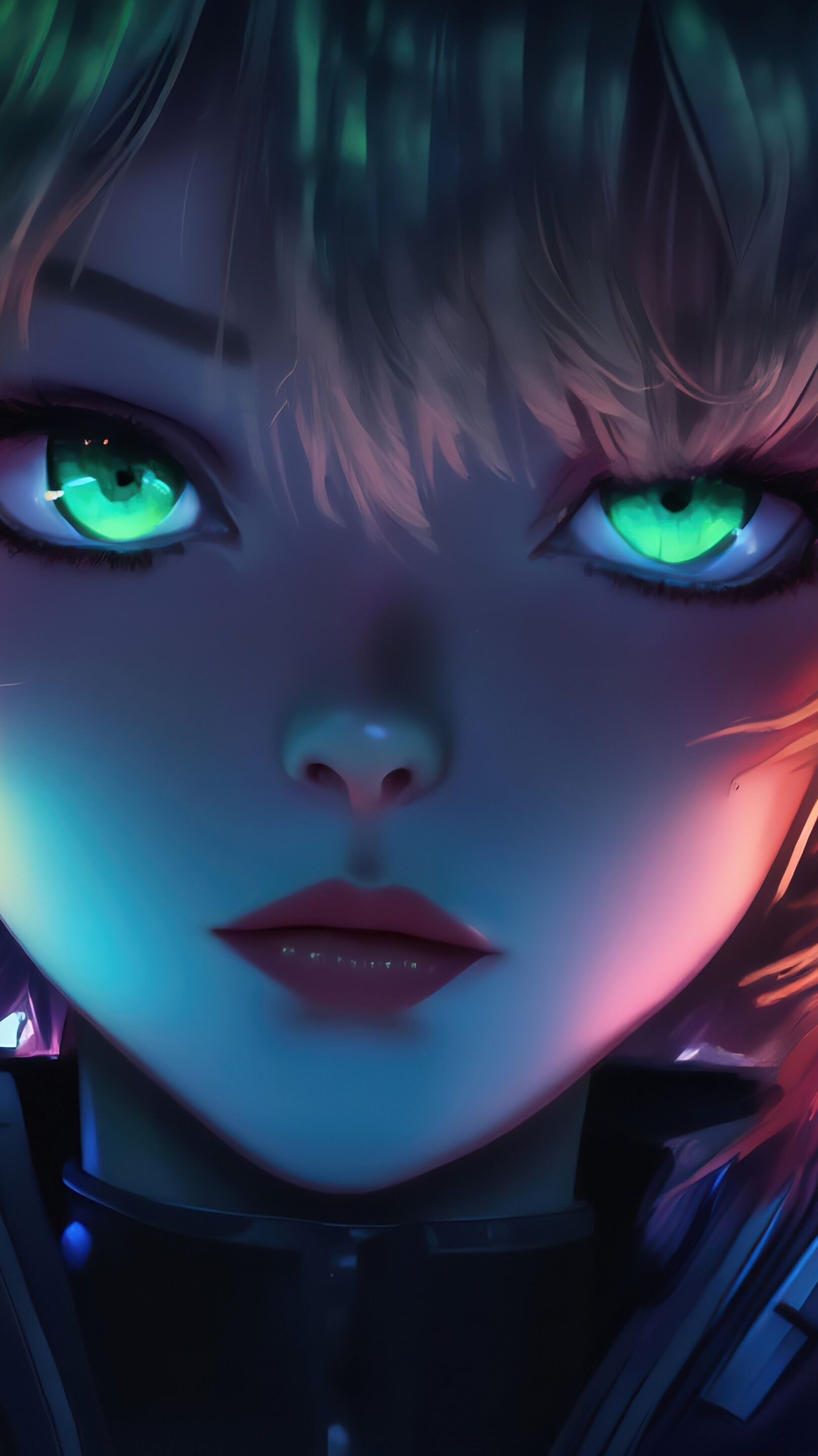 Cyberpunk Vision in Neon Lights - backiee