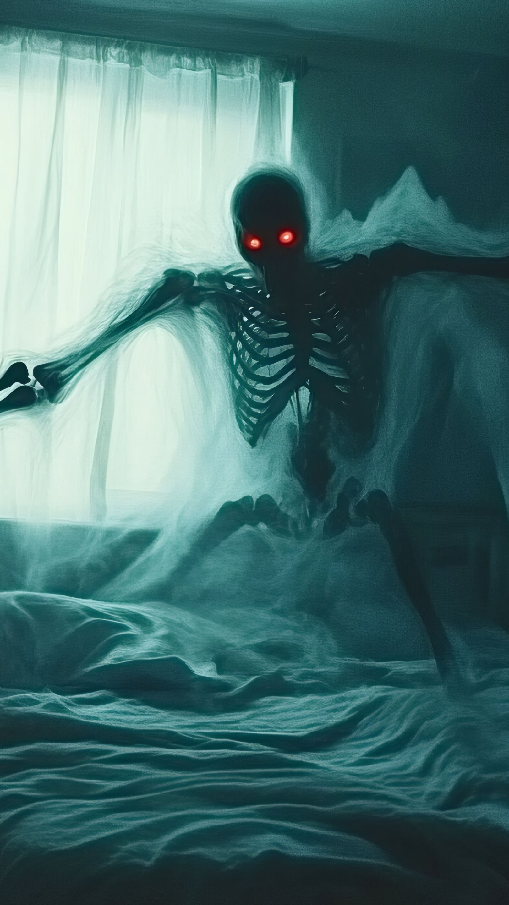 Ghostly Skeleton in Eerie Ambiance - backiee