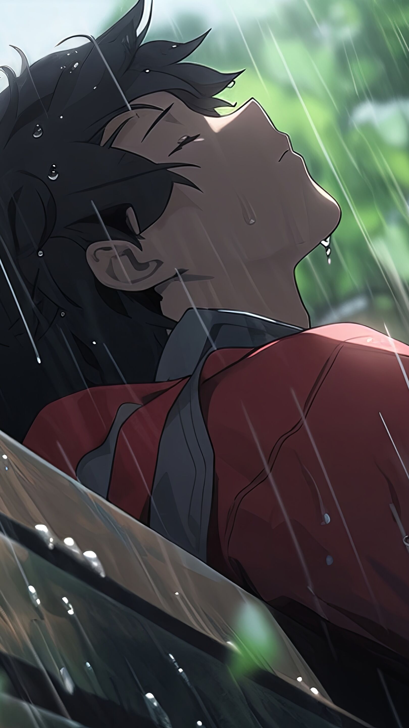 Anime Dreamscape in the Rain - backiee