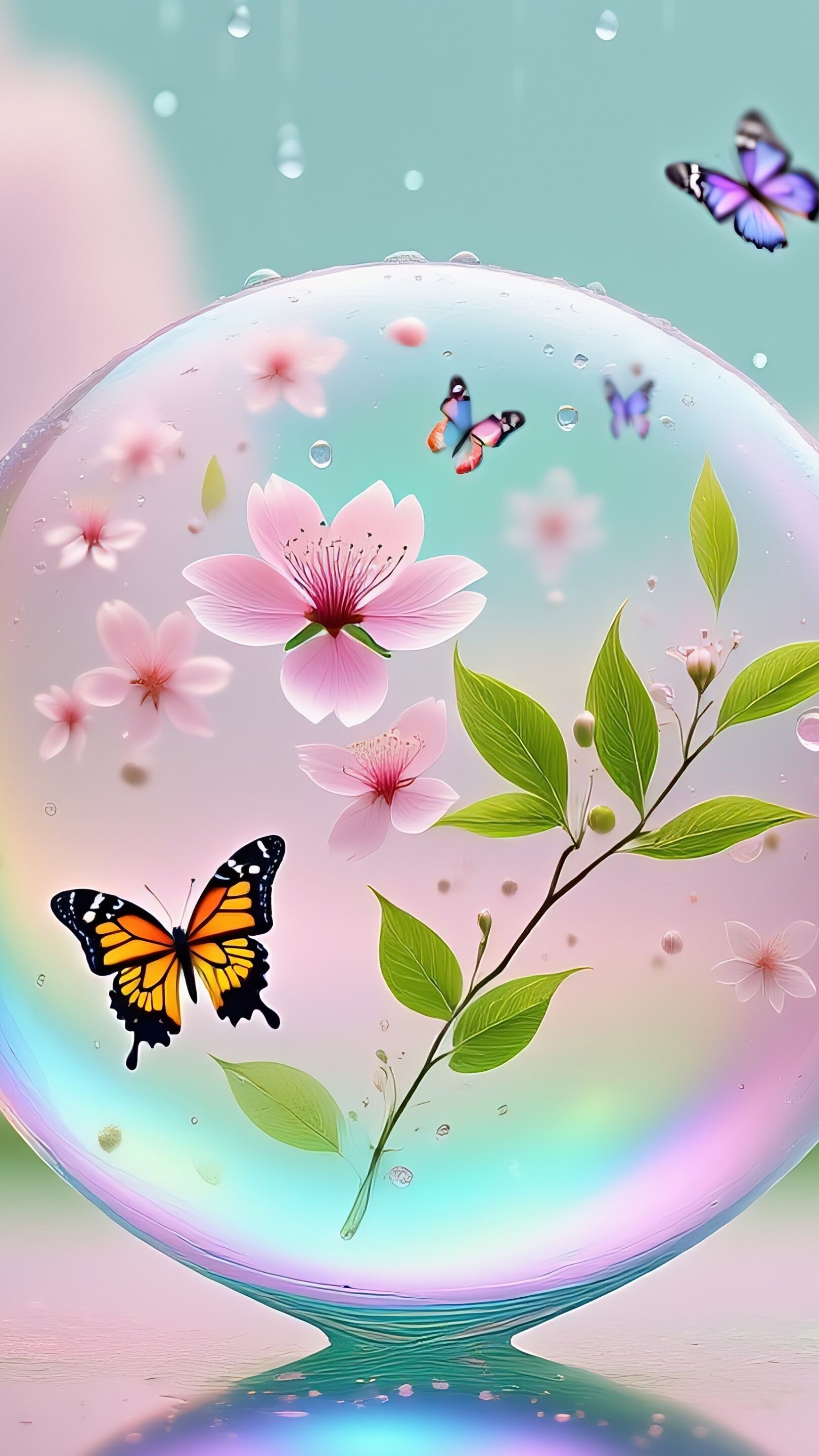 Spring Blossoms Liquid Reflections - backiee