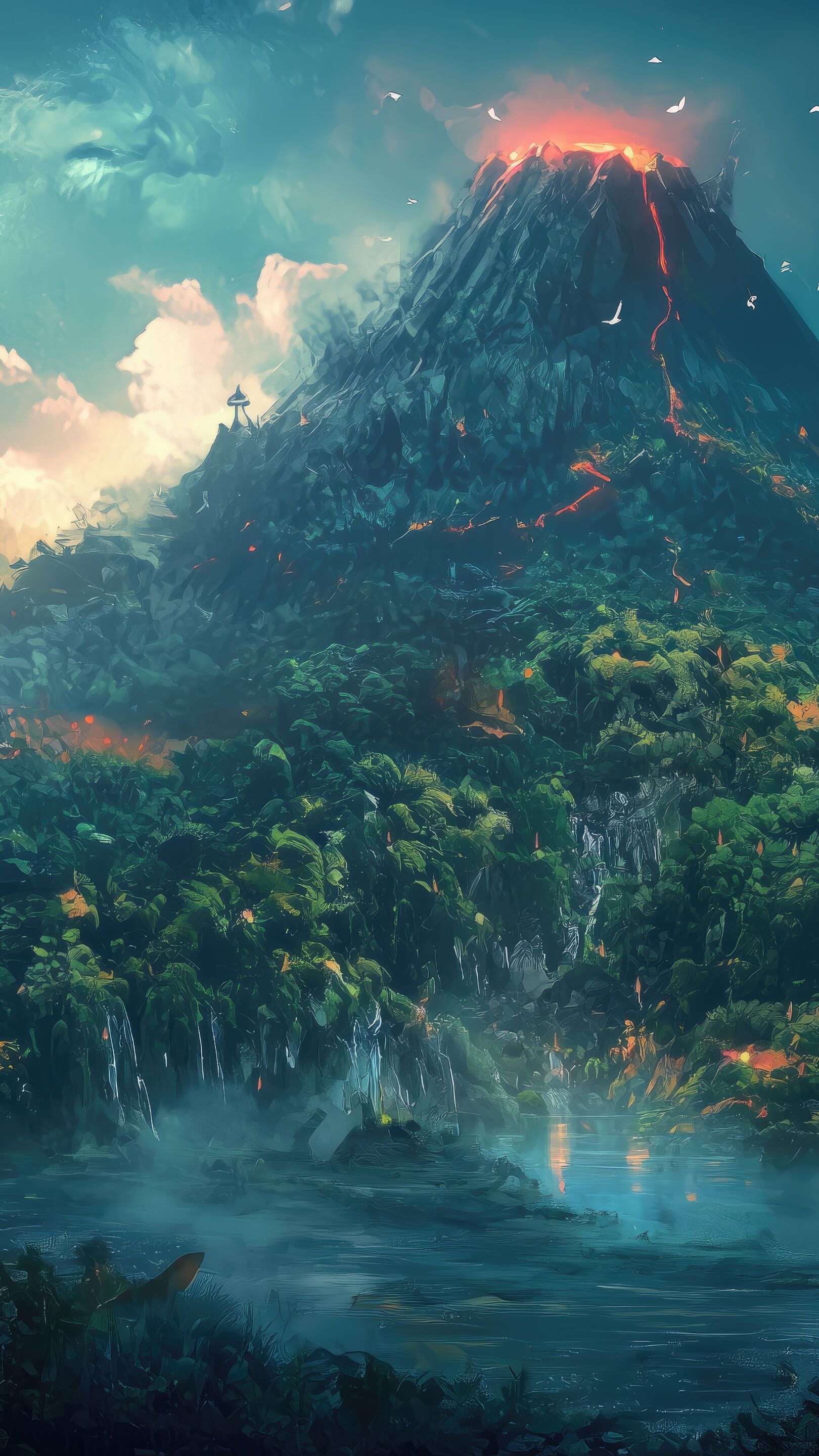 Fiery Peaks and Mystical Realms - backiee