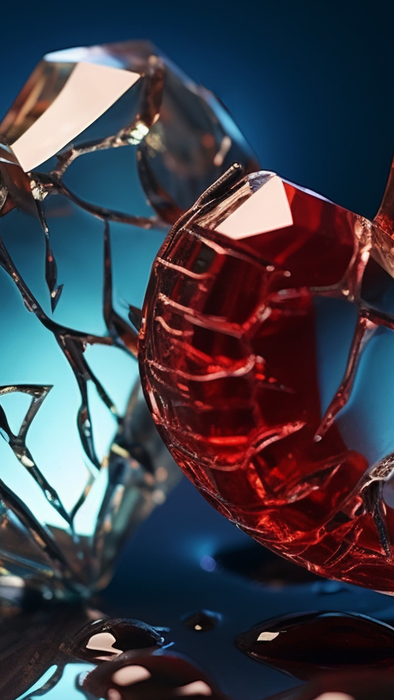 Shattered Glass Hearts Romantic Symbolism in 5K Clarity - backiee