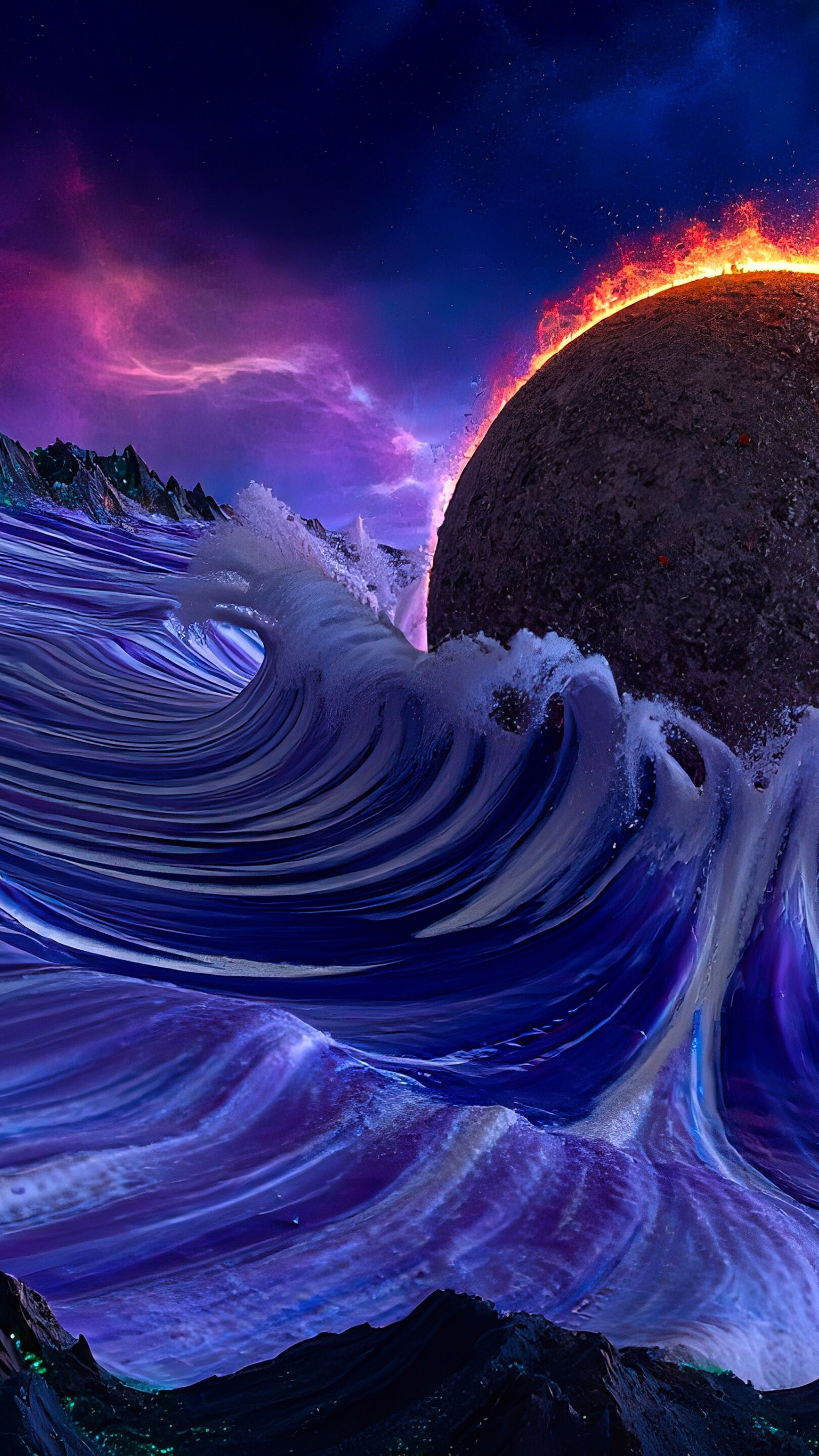 Alien Ocean Wave Collision - backiee