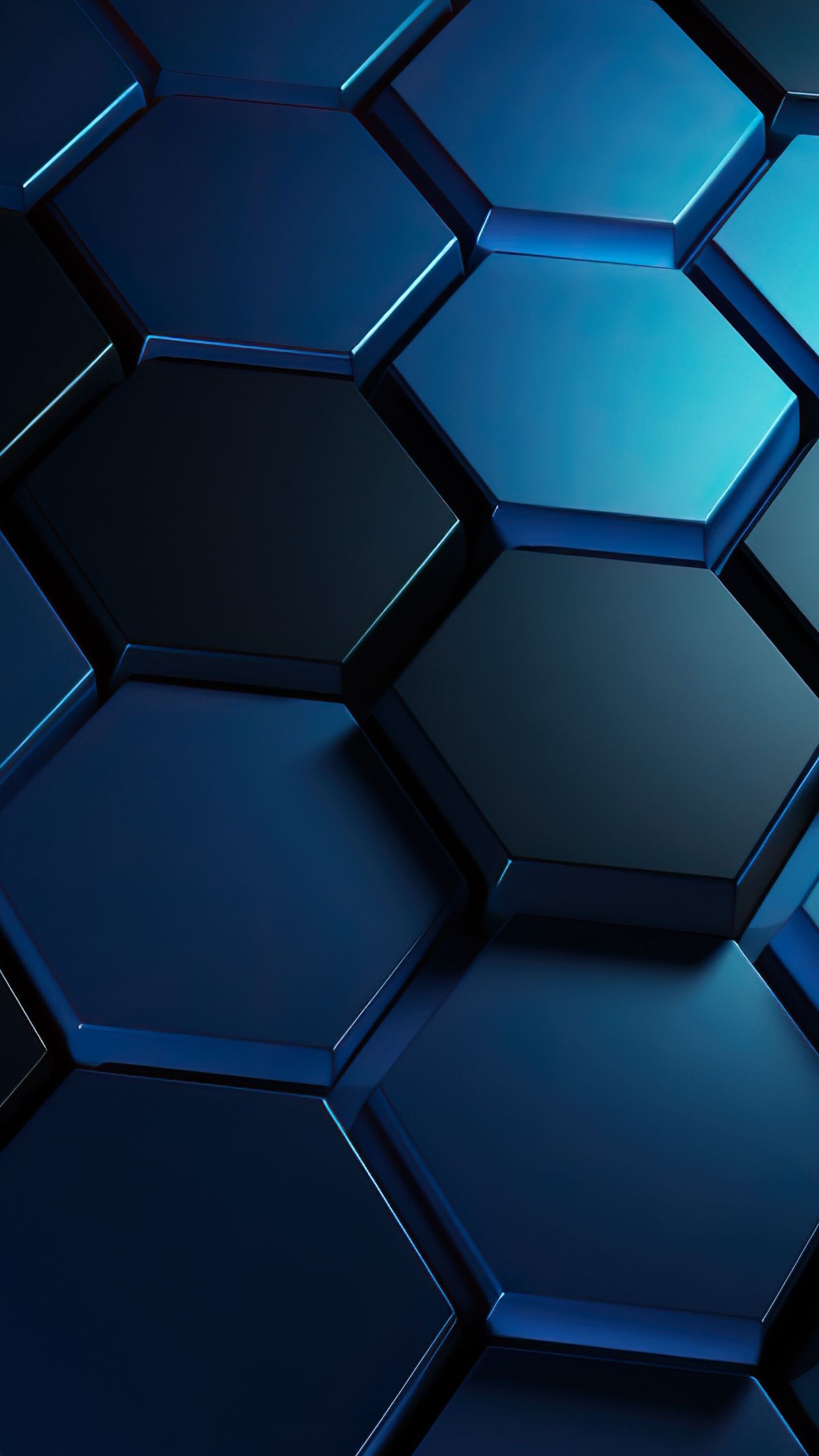 Hexagonal 3D Blue Black Geometric Pattern - backiee