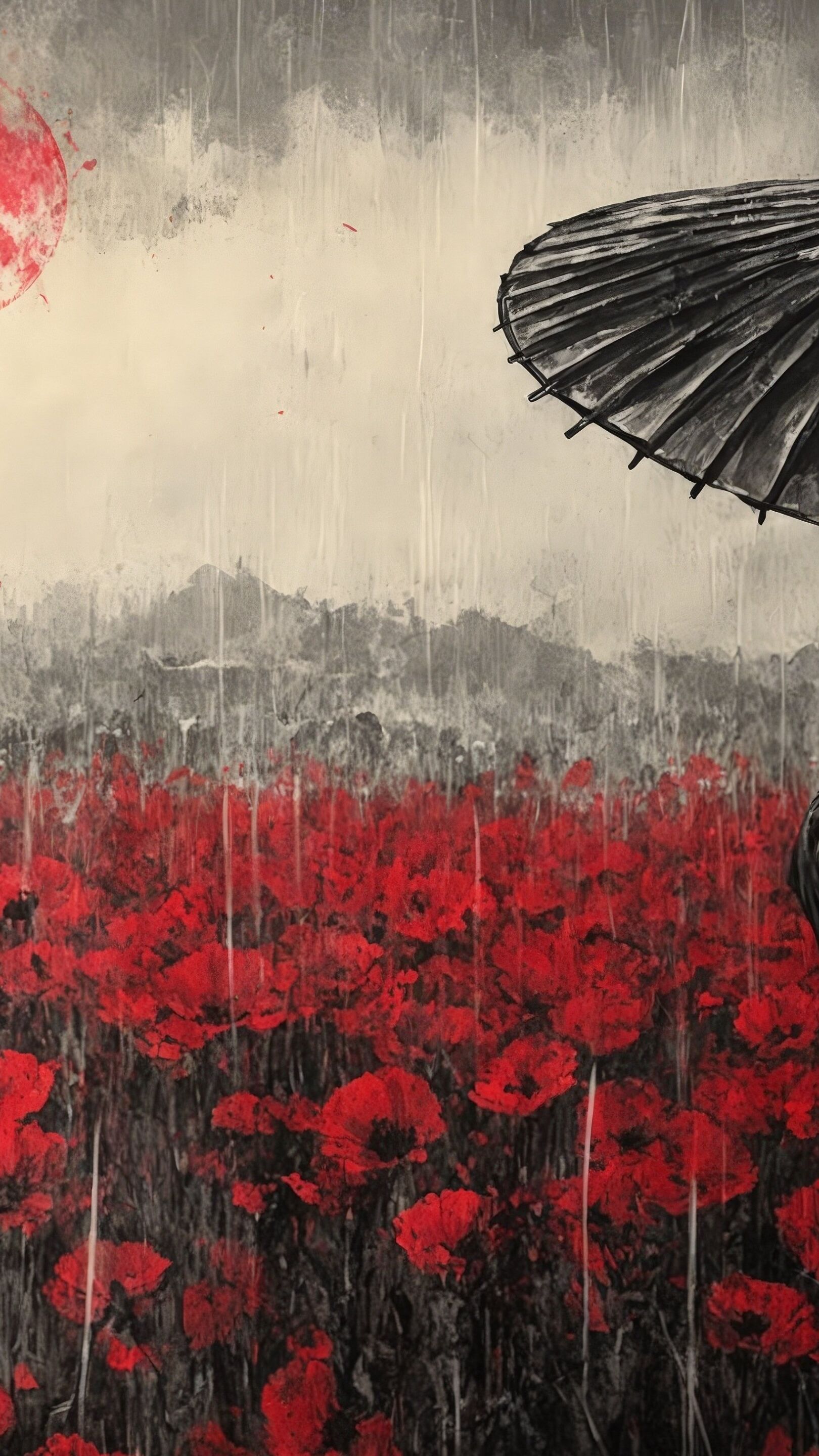 Red Moon Over Poppy Battlefield - backiee