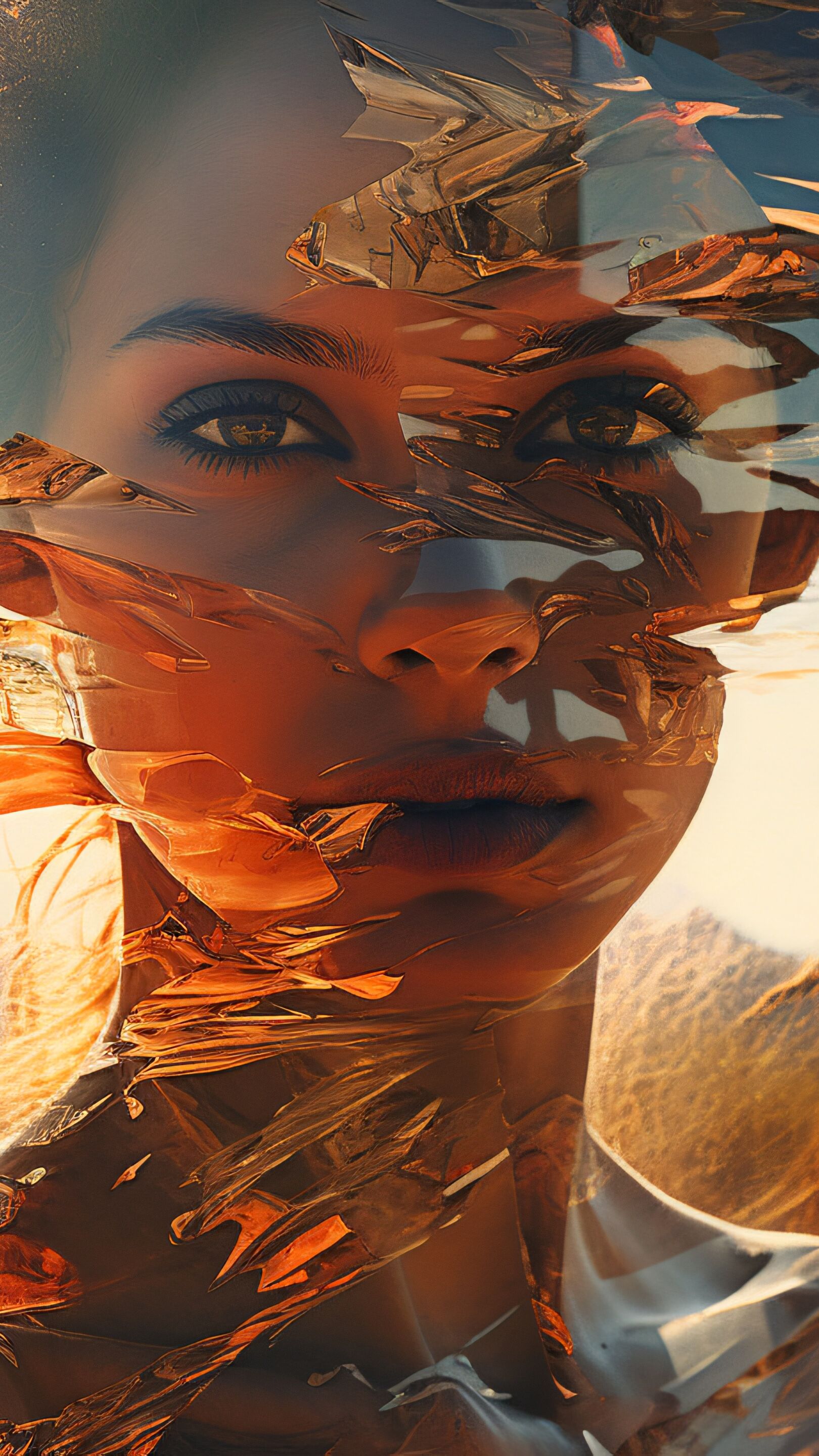 Ethereal Fusion of Human and Abstract Elements - backiee