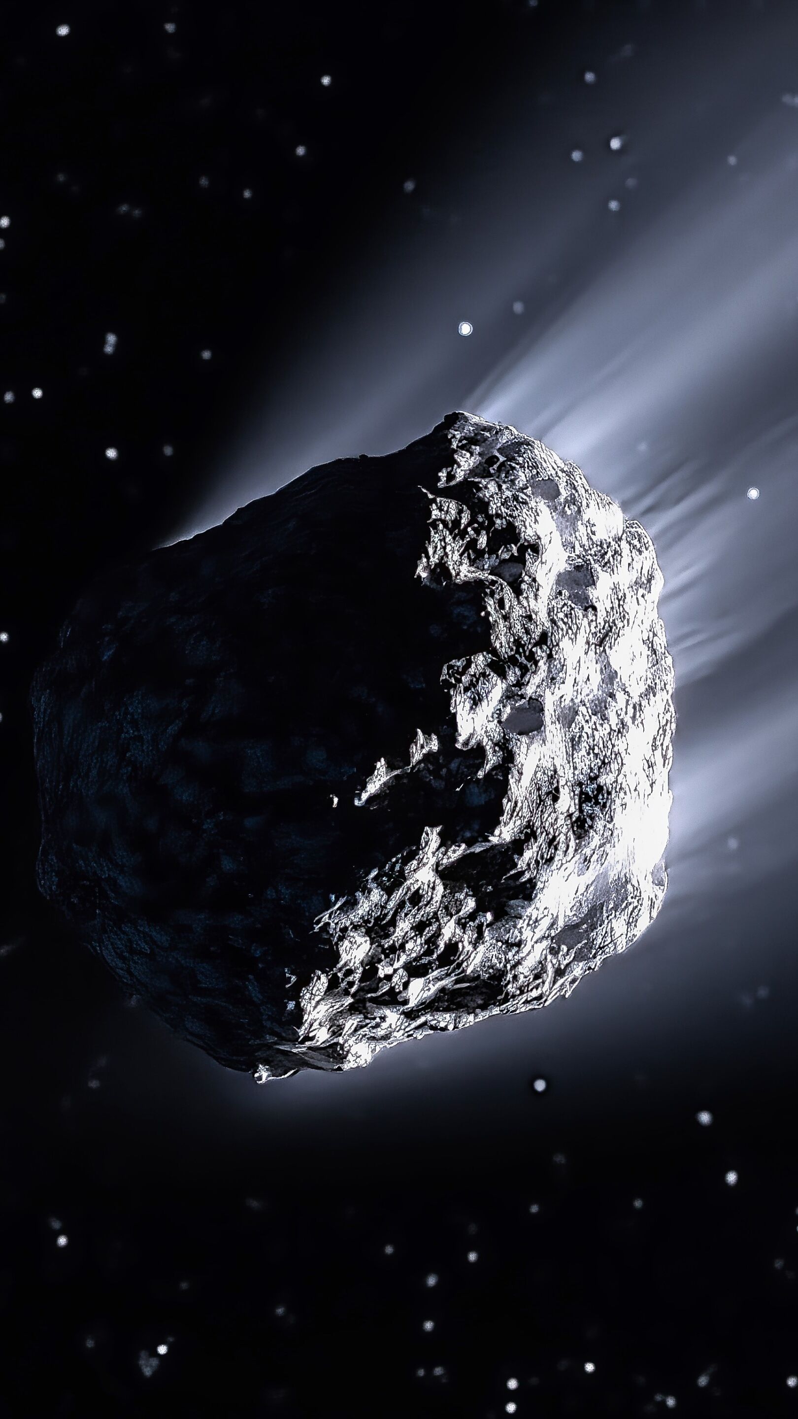 Ethereal Frozen Comet Gliding Through Space - backiee