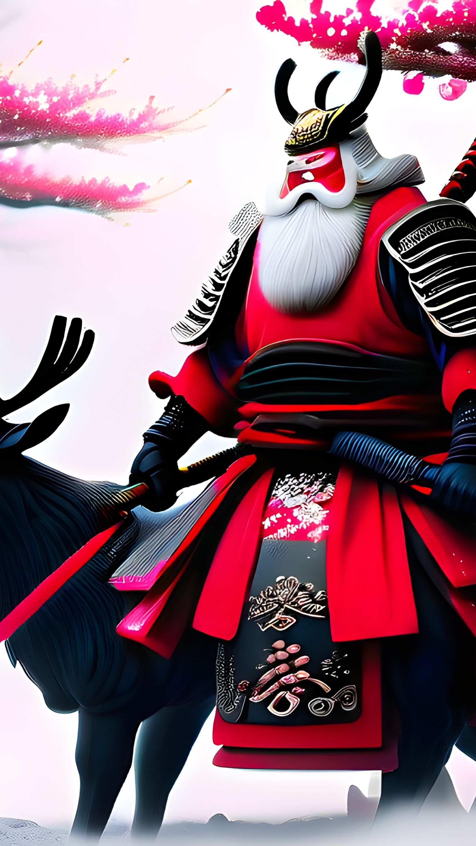 Santa Samurai and Reindeer in Cherry Blossom Snowfall 5K - backiee