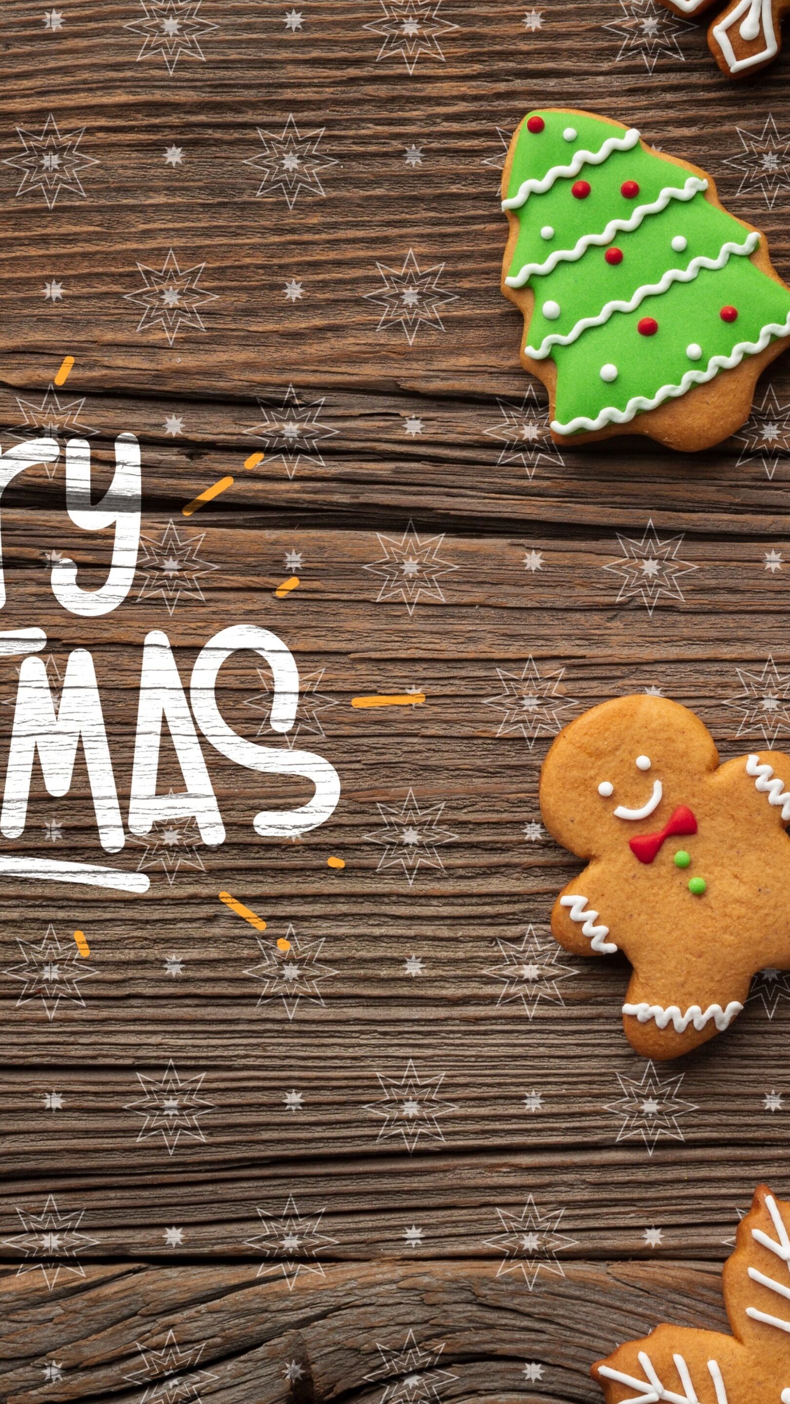 Rustic Merry Christmas Cookies and Pine 5K Celebration Wallpaper - backiee