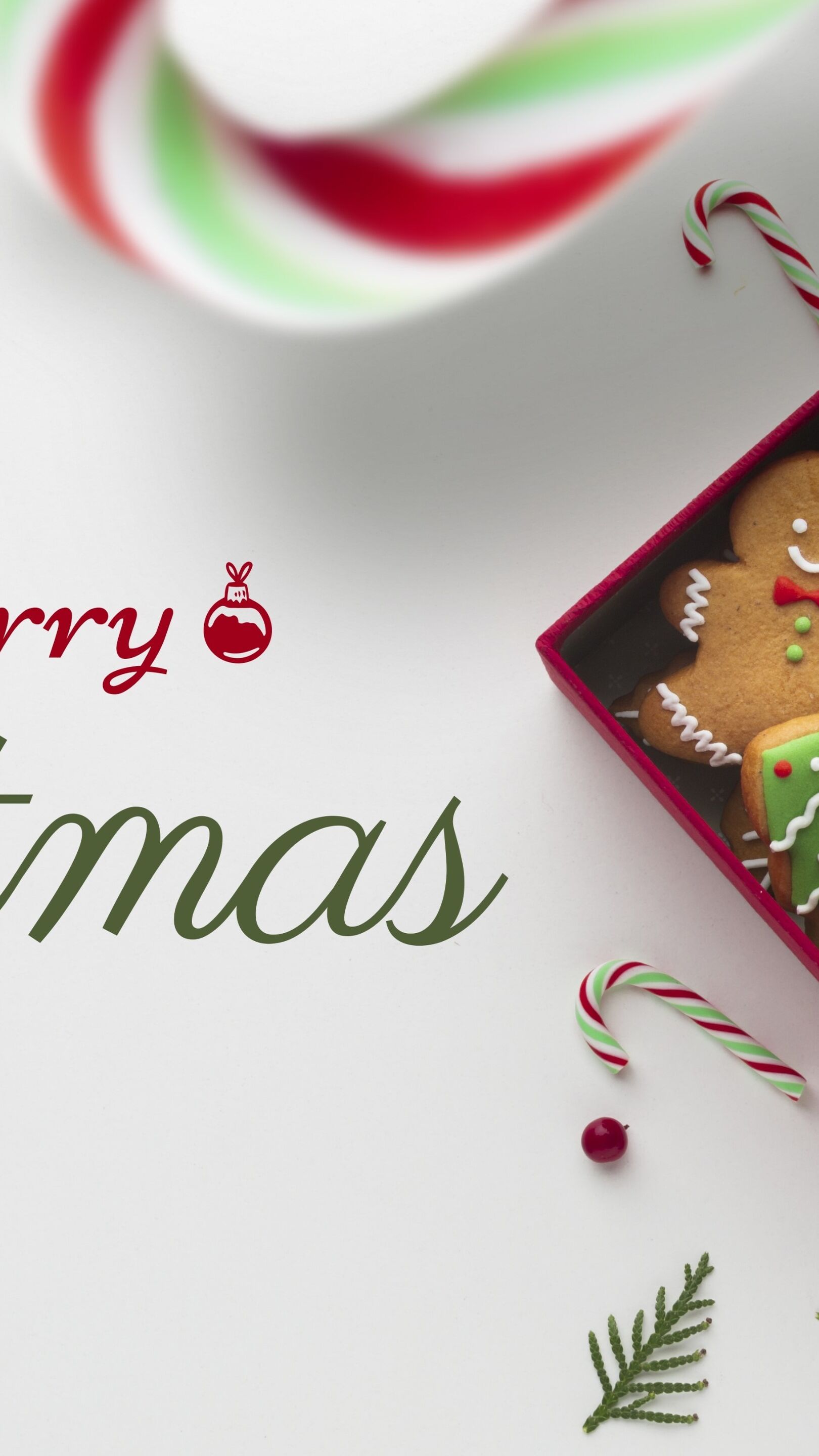 Merry Christmas Gingerbread Gift Box on Clean White Background - backiee