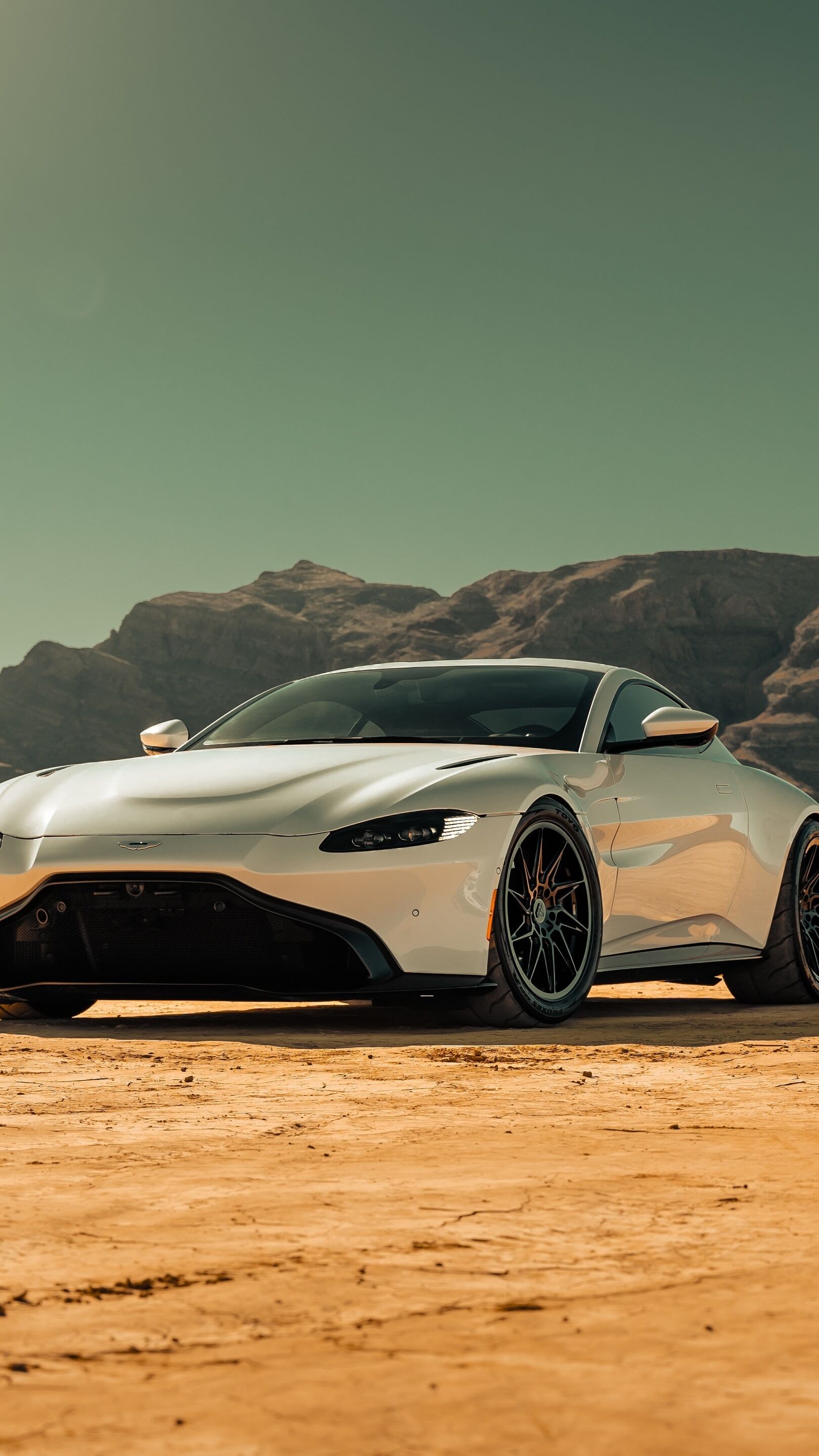 Aston Martin Vantage Supercar Poised on Desert Flats in 5K - backiee