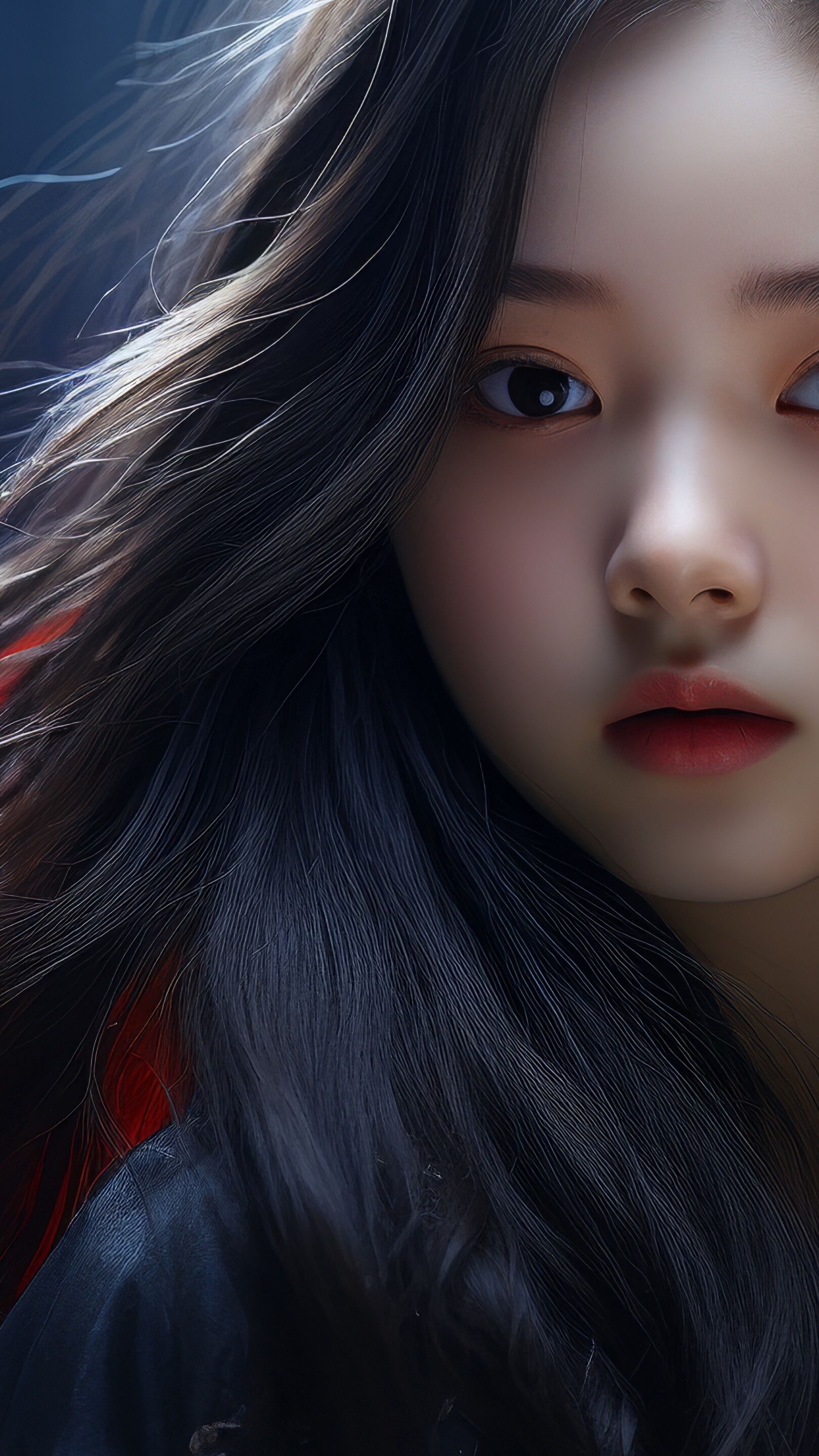 Midnight Breeze Portrait in Neon City Glow - backiee