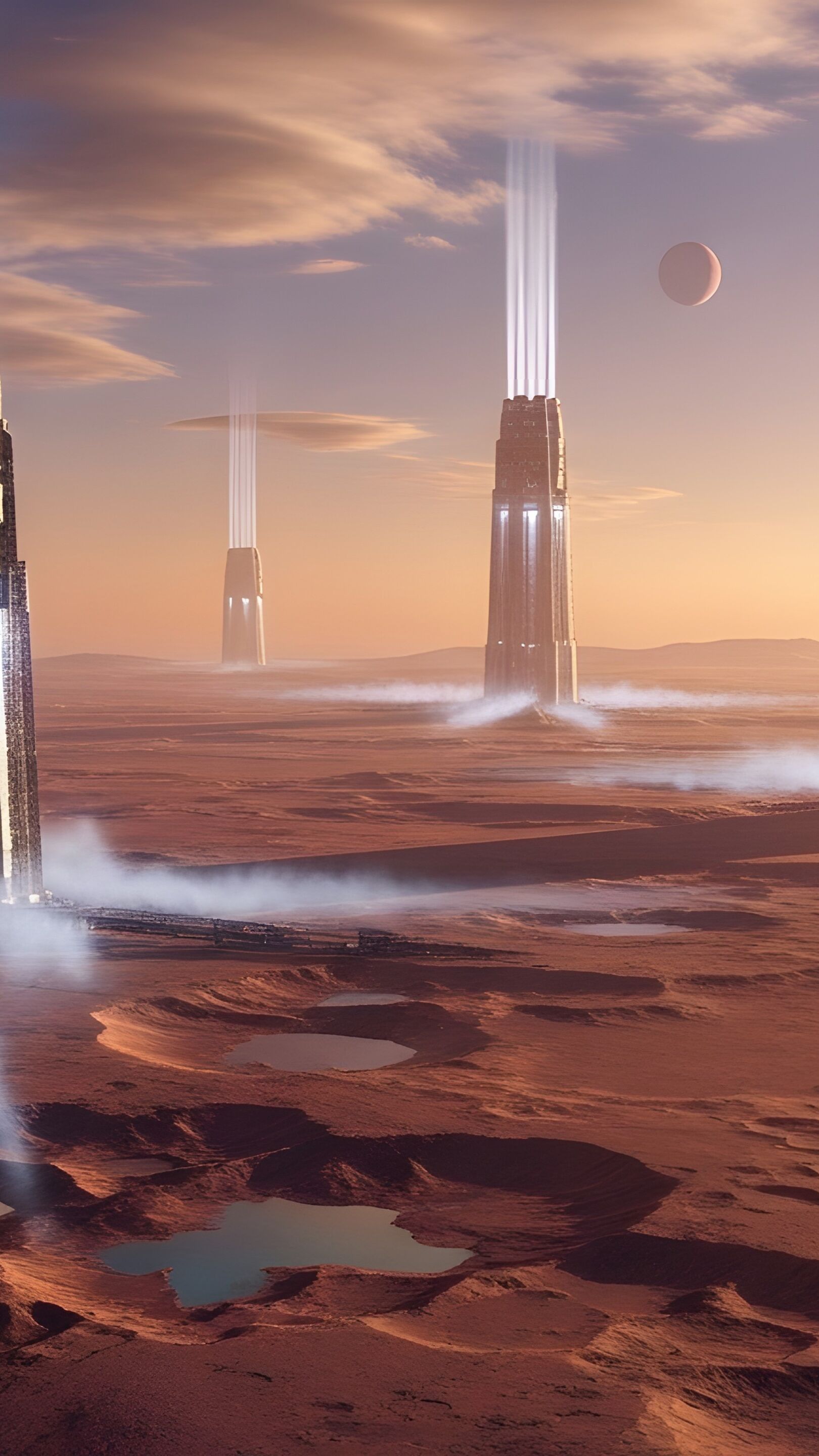 Skyward Beacons Over the Red Frontier in Cinematic 5K - backiee