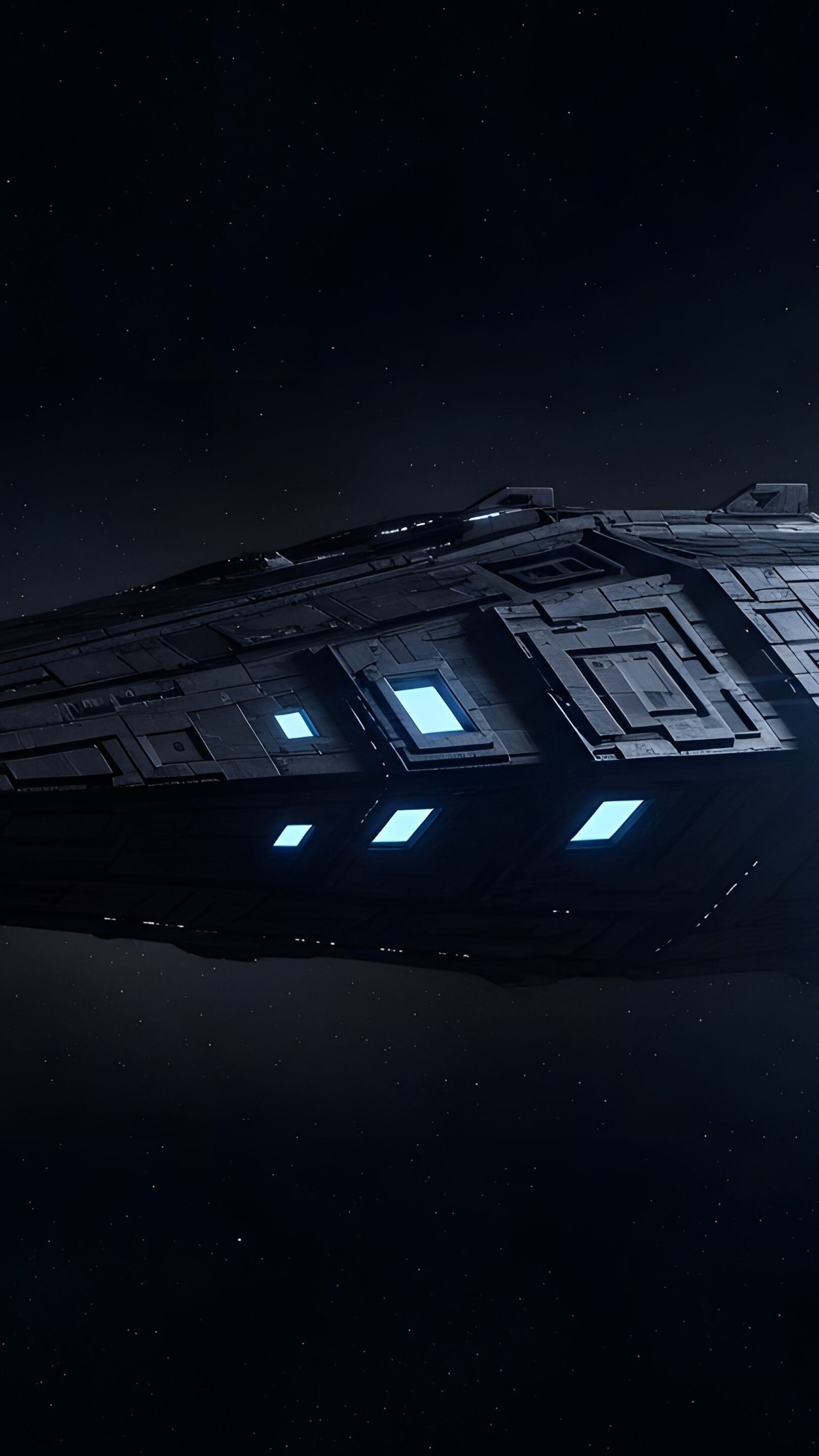 Silent Vanguard Starship Drifting Through the Deep Galactic Night - backiee