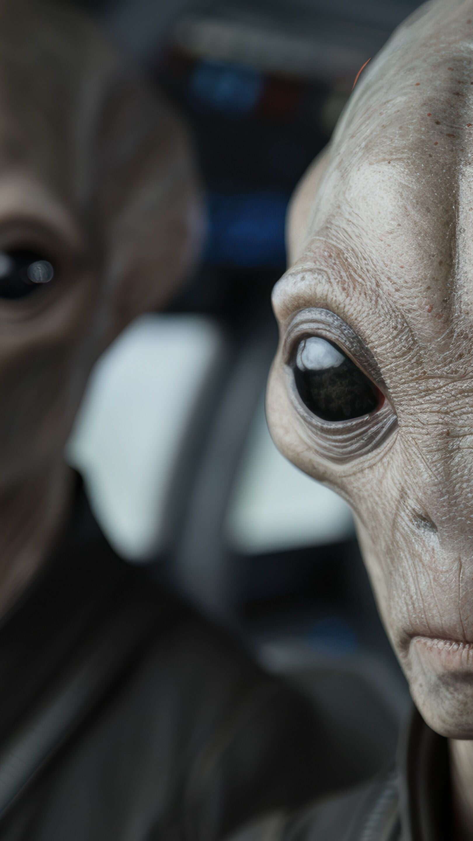 Silent Grey Visitors in a Starship Cabin 5K Fantasy Wallpaper - backiee