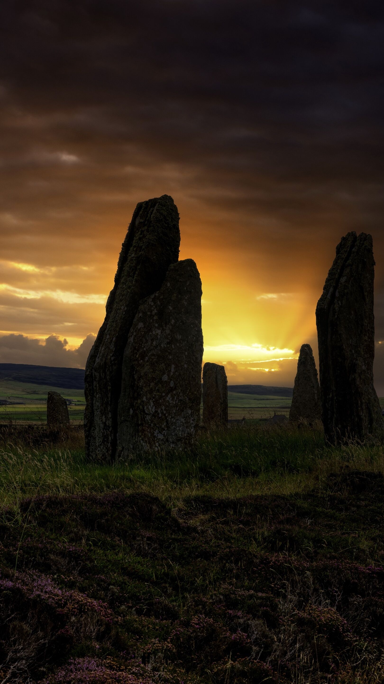 Sunset Silence at the Ring of Brodgar Neolithic Stones Orkney - backiee