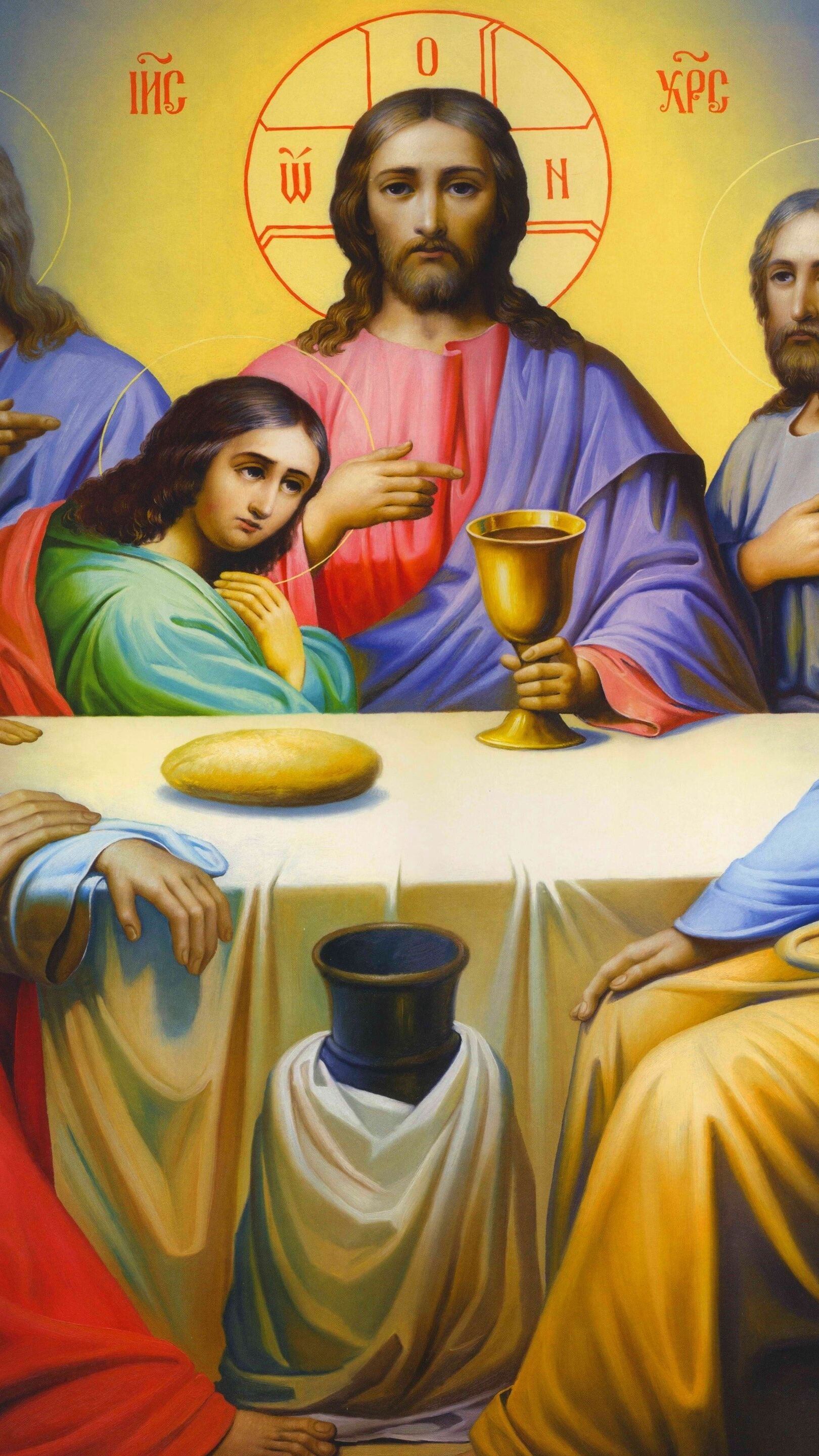 Orthodox Icon Style Last Supper Radiance in 5K Fantasy Art - backiee