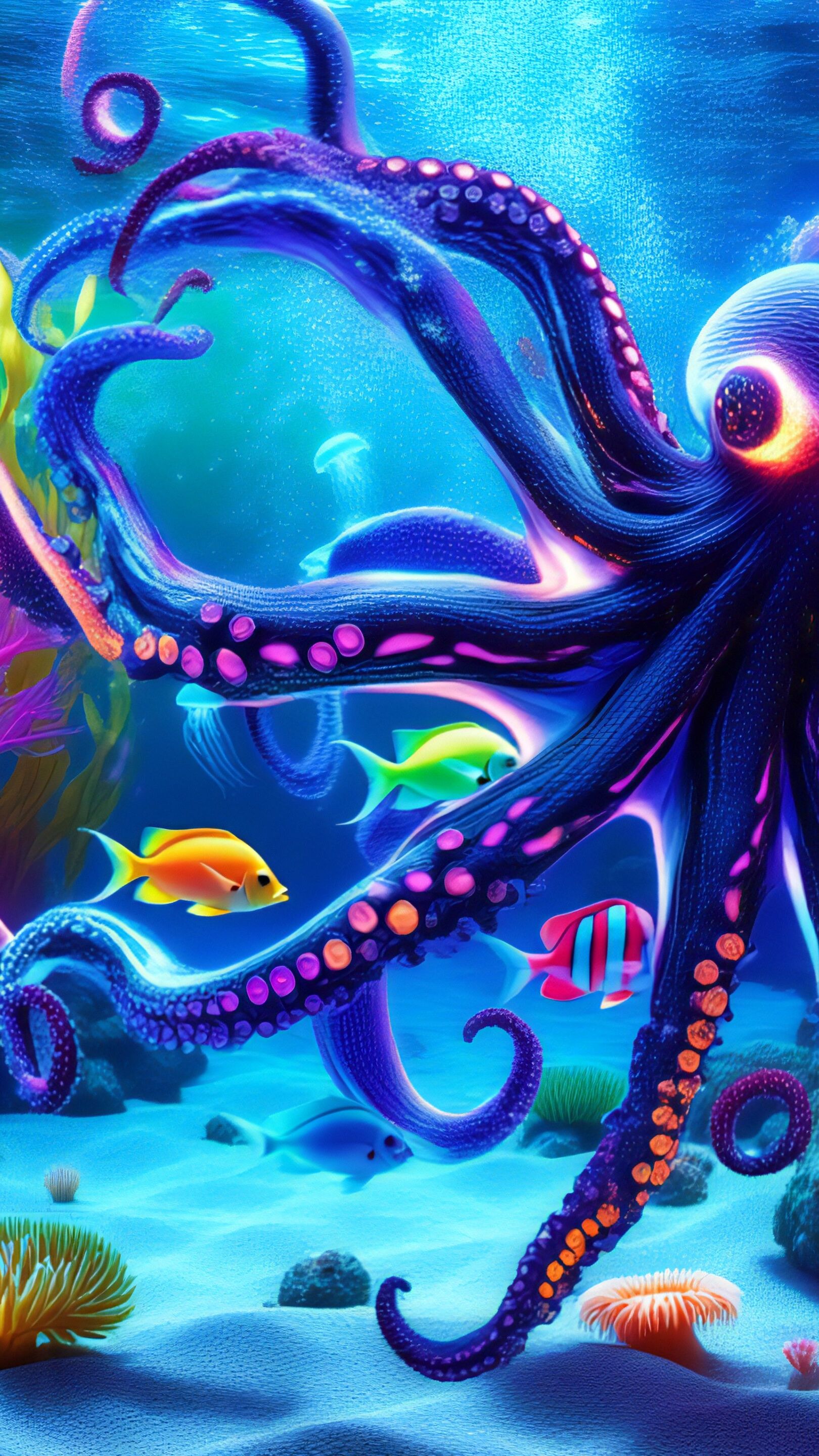 Neon Octopus - backiee