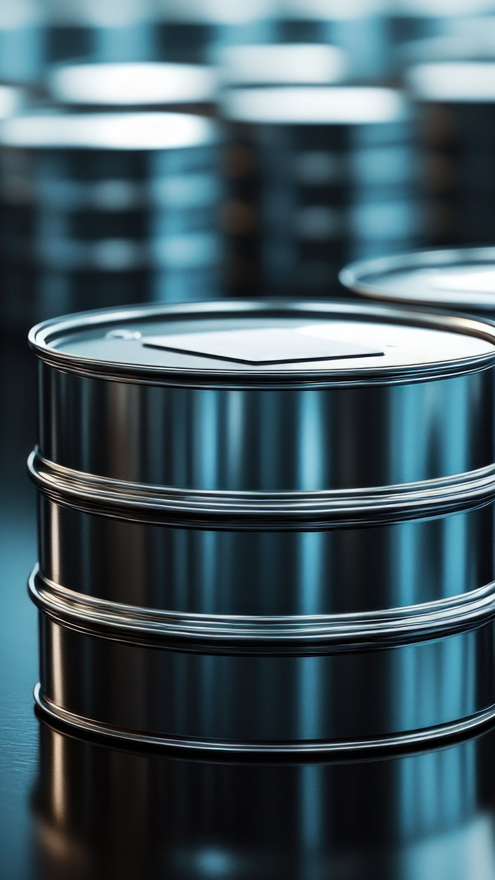 Chrome Tin Cylinders in Soft Focus Abstract Metallic Depth - backiee