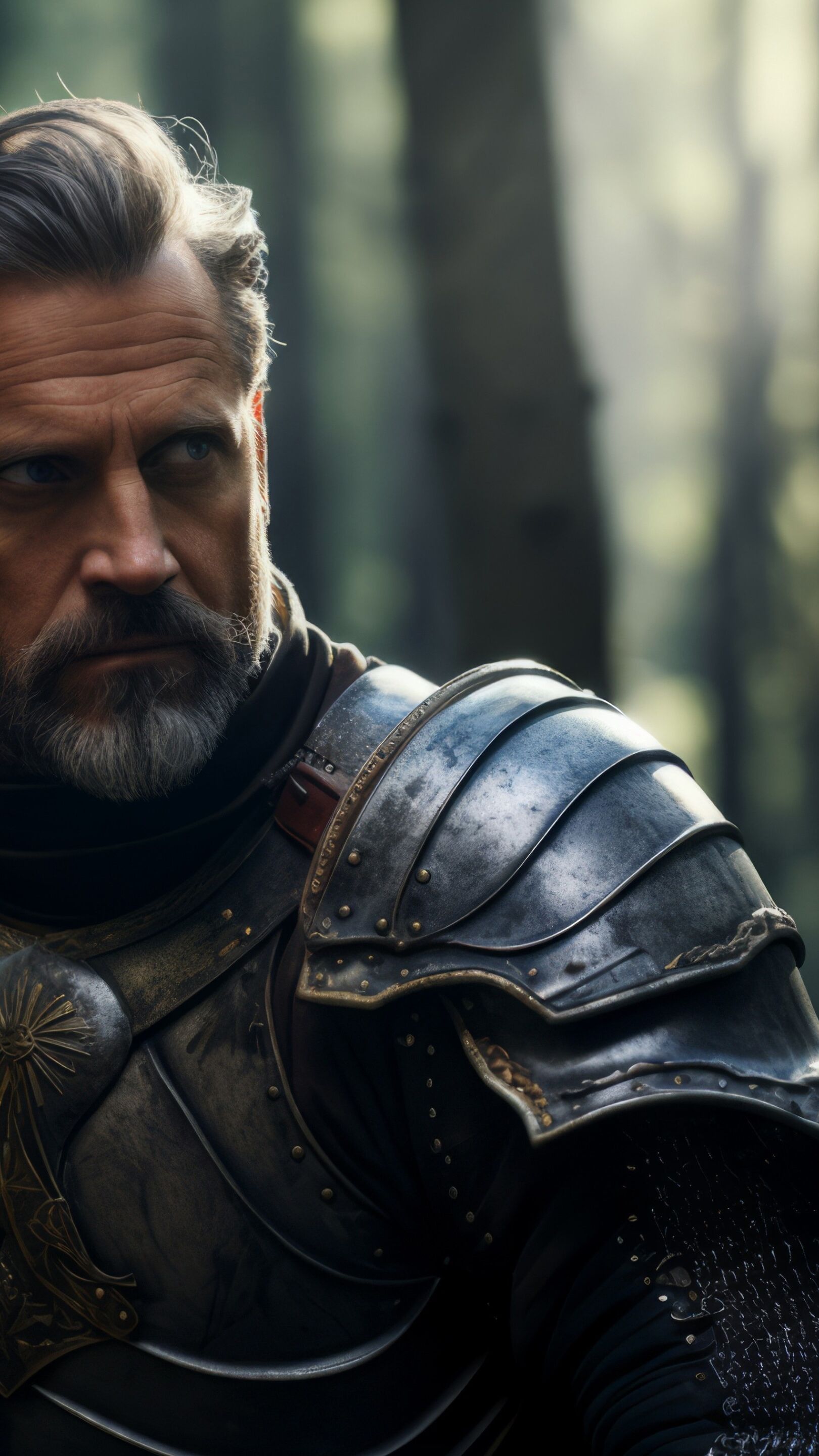 Brooding Silver Haired Knight Standing Watch in a Misty Cinematic ...