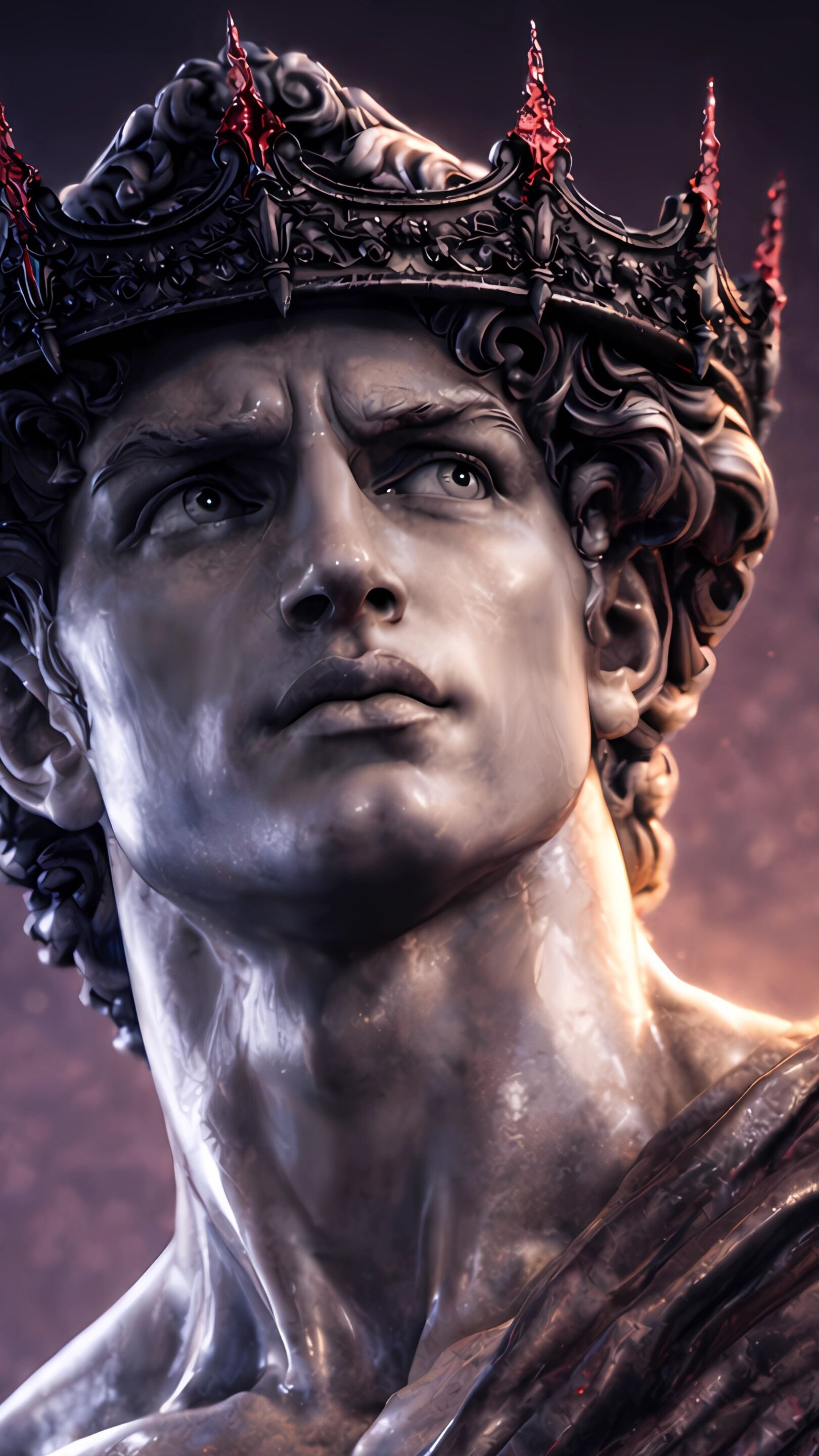 Crowned Greek god of Arts Apollo Marble Guardian in Crimson Cinematic ...