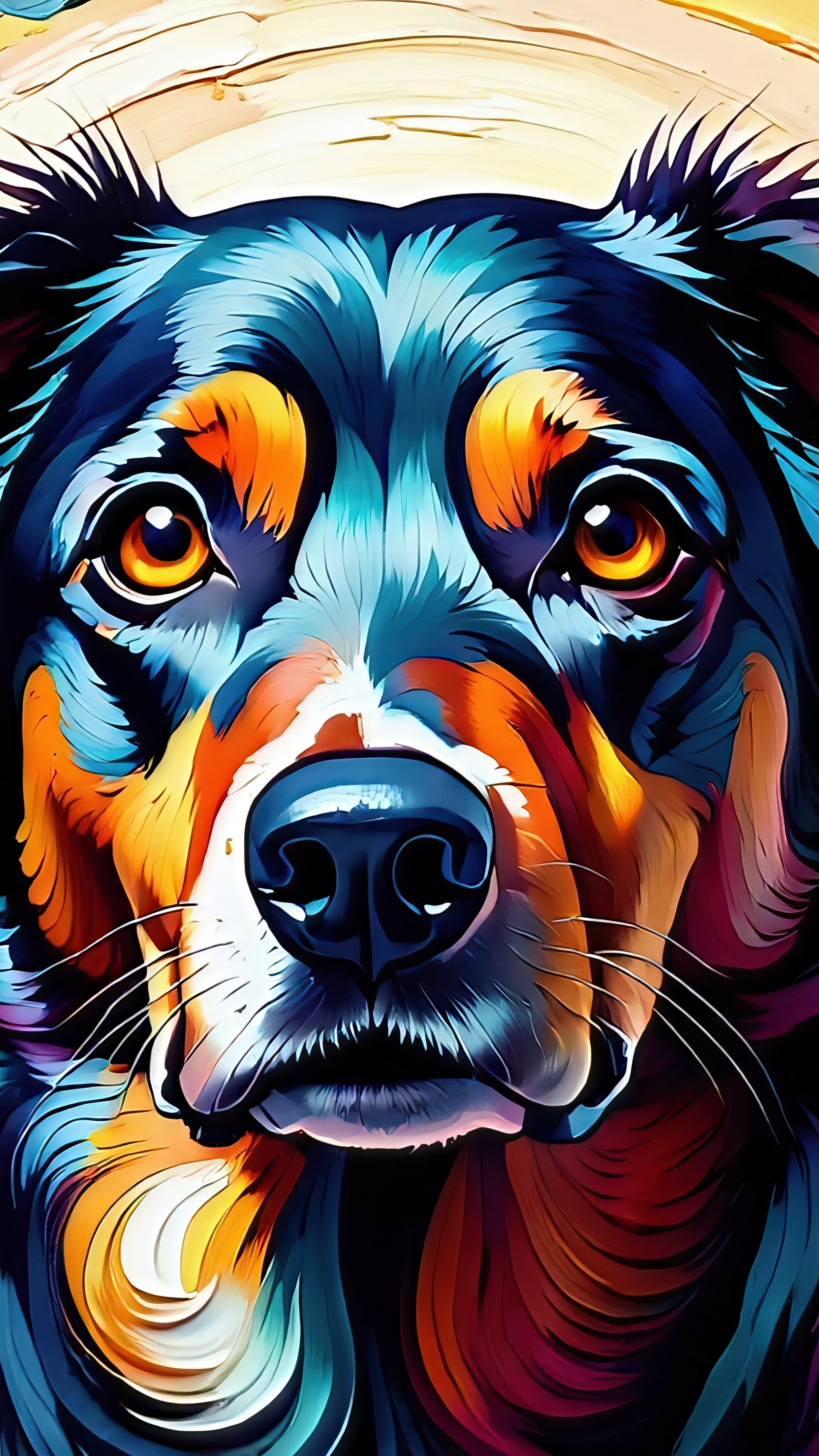 Colorful Canine Vortex: A Stunning AI Dog Portrait - backiee