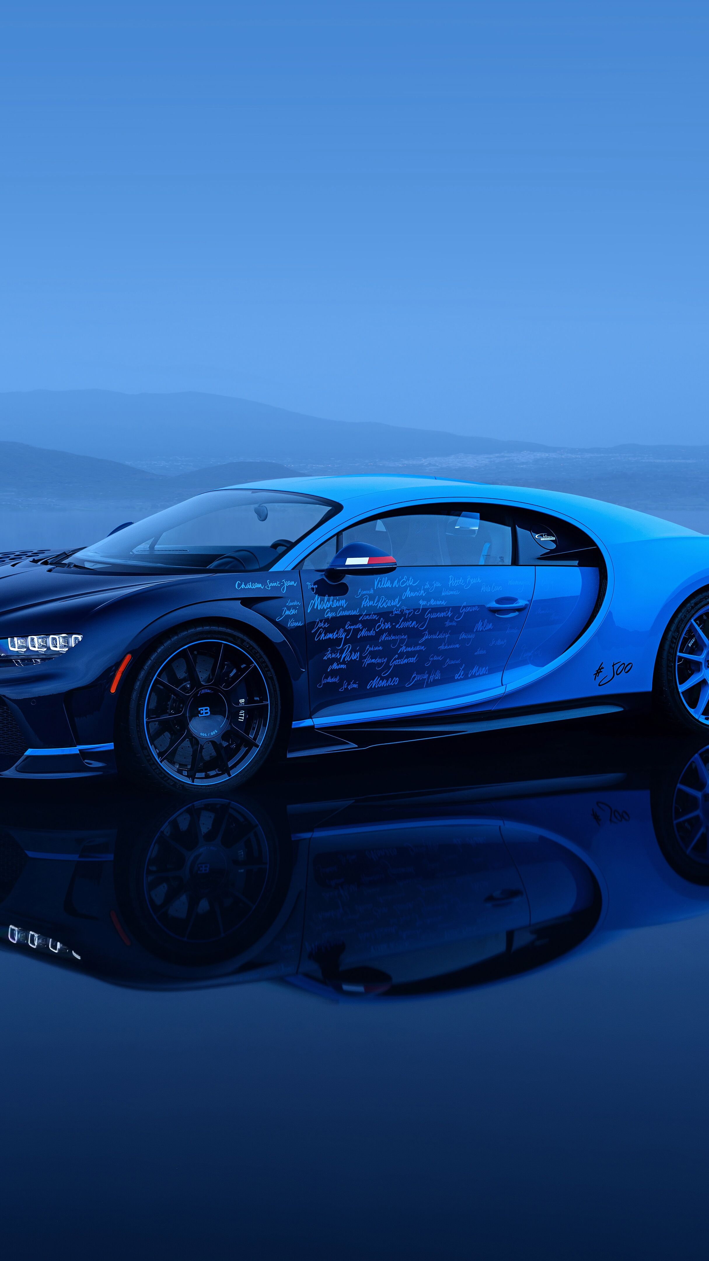 Stunning Bugatti Chiron in Serene Blue Reflection - backiee