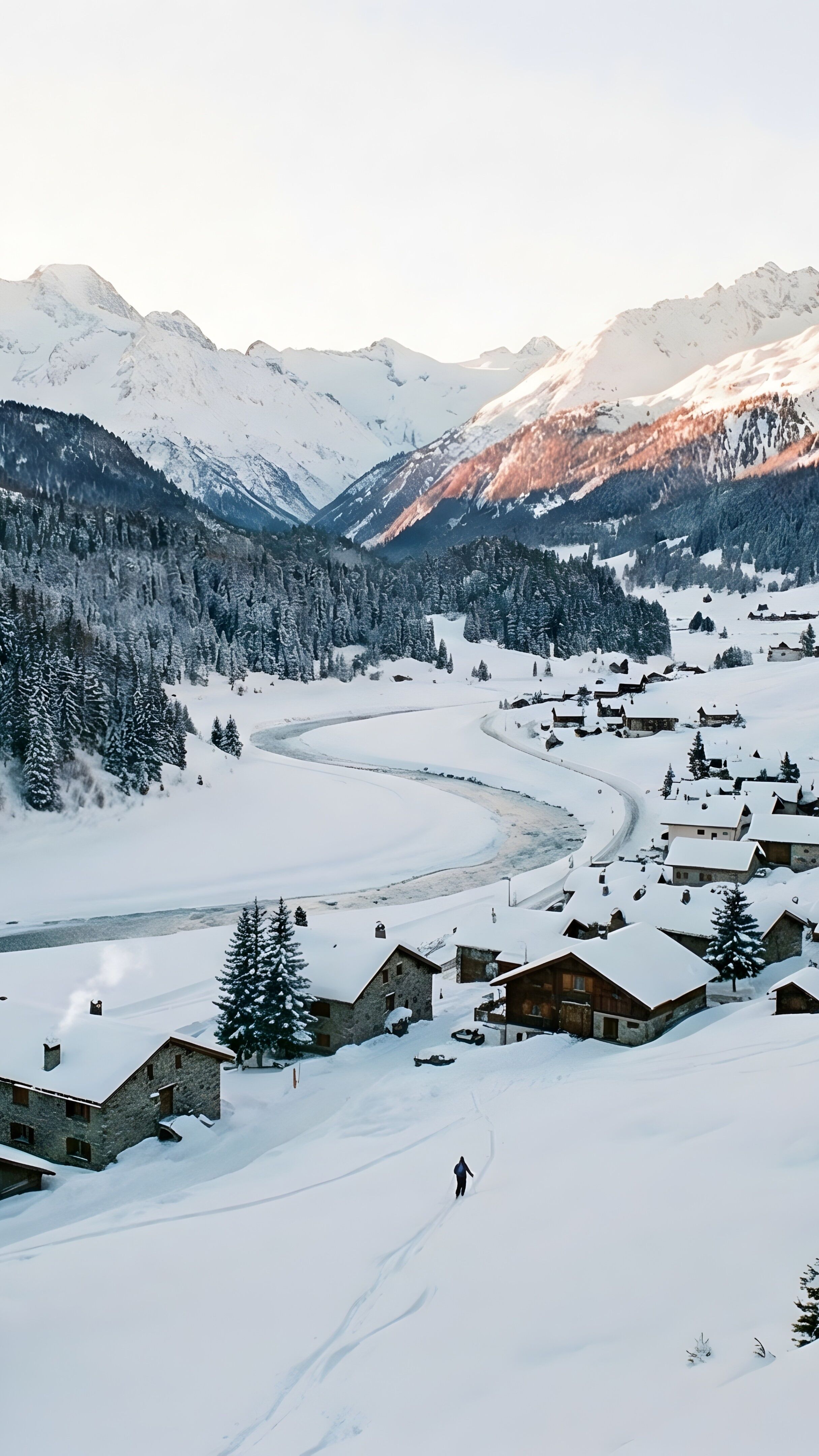 Beautiful Snowy Valley - backiee
