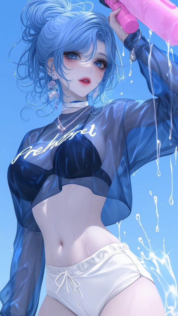 Blue-Accented Elegance in Digital Artistry - backiee