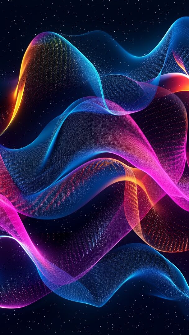 Neon Fractal Waves Dance in Cosmic Symphony - backiee