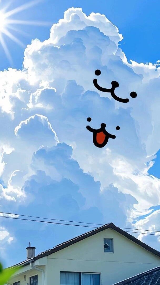 Playful Cloud Faces in Sunny Skies - backiee