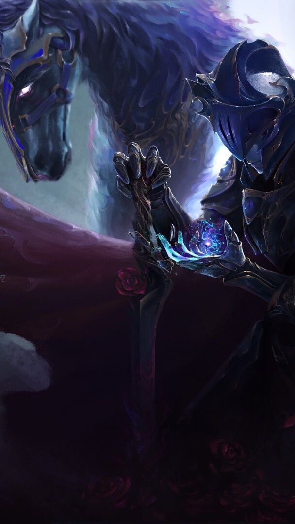 Dark Knight with Enchanted Steed in Moonlight - backiee