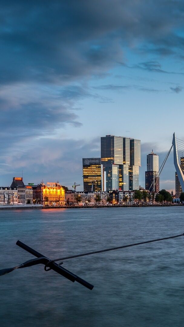 Erasmusbrug at Dawn in Rotterdam Netherlands - backiee
