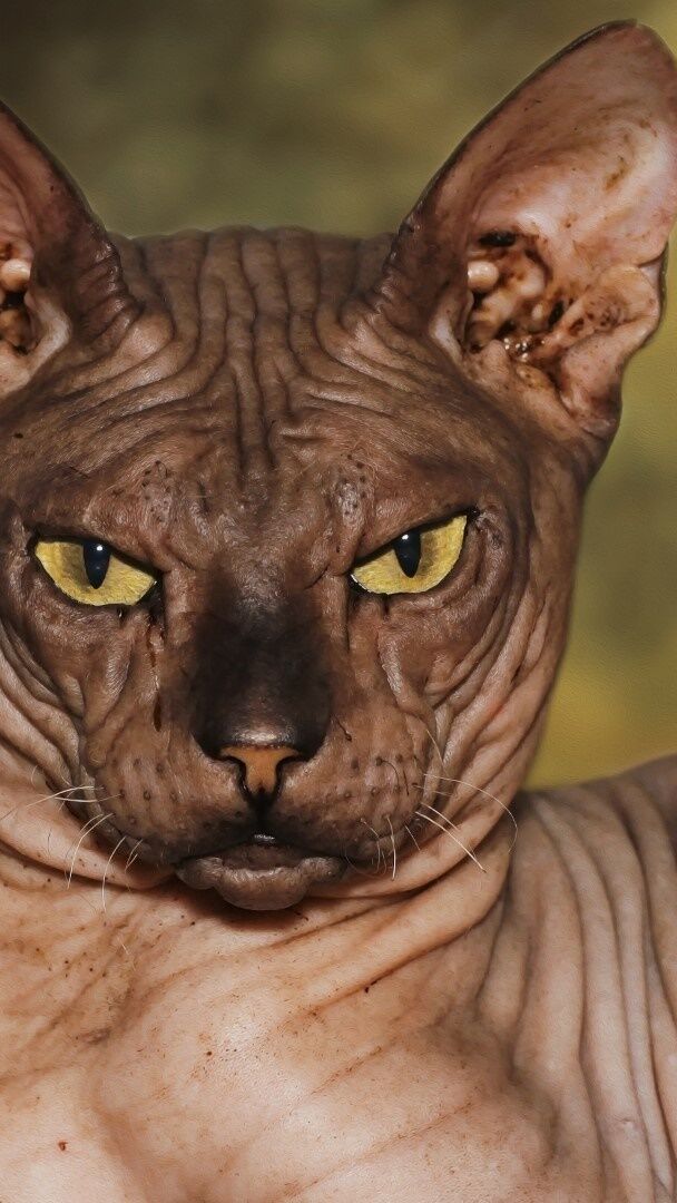 Sphynx Cat's Intense Gaze - backiee