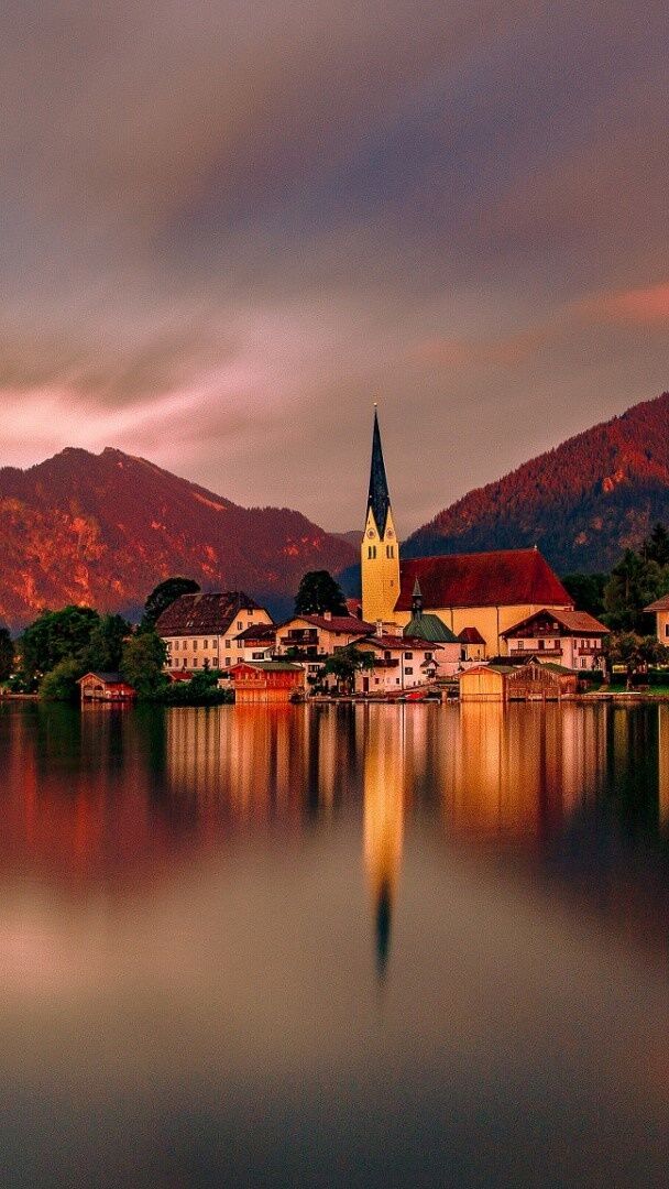 Serene Twilight Over Lake Tegernsee - backiee