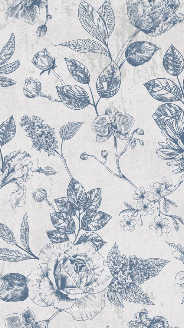 Elegant Floral Design in Blue Tones - backiee