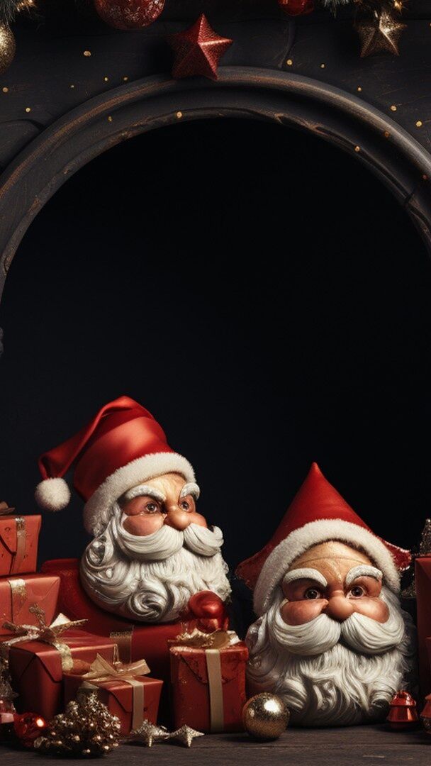 Festive Christmas Cheer with Santa Decorated Mantle - backiee