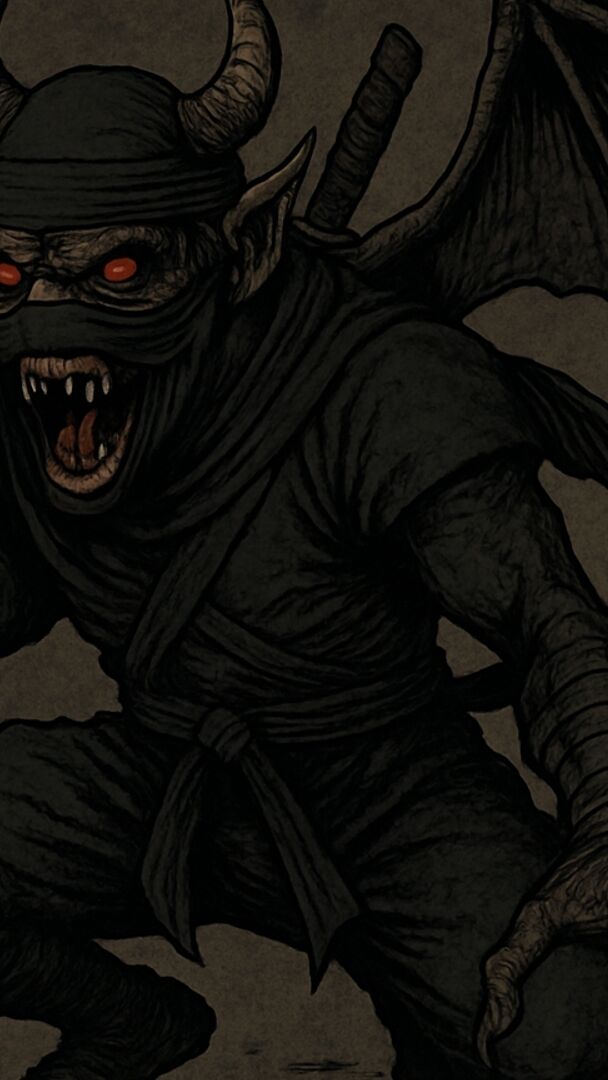 Dark Demon Ninja in Shadows - backiee