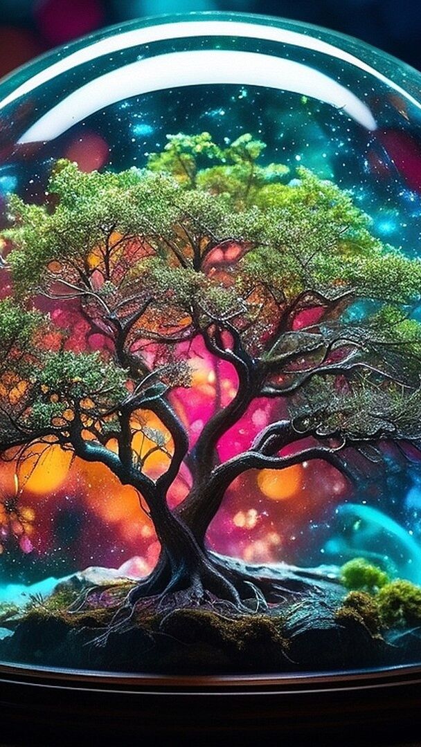 Tree of Life Fantasy Snowglobe by AI - backiee