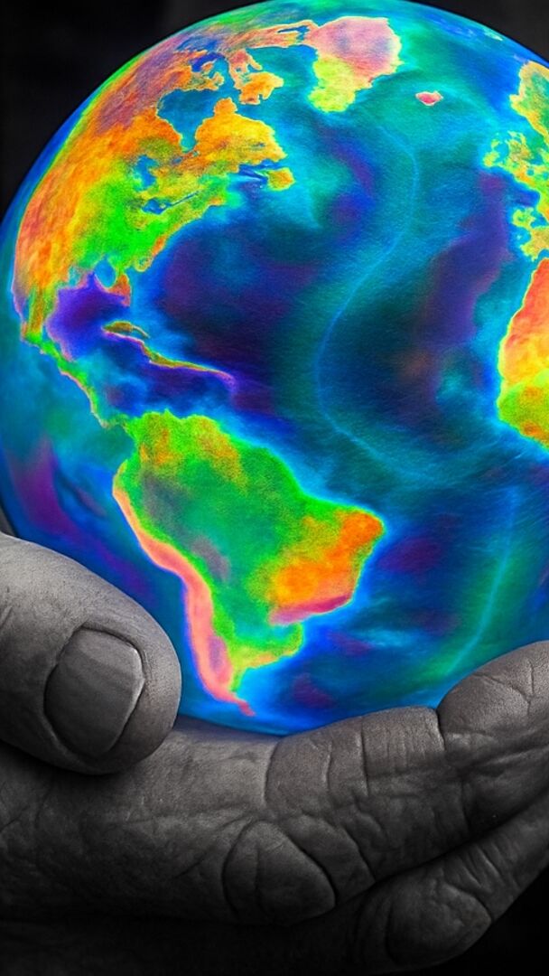 Vibrant Earth in Hands Showcase of Care for Our Planet - backiee